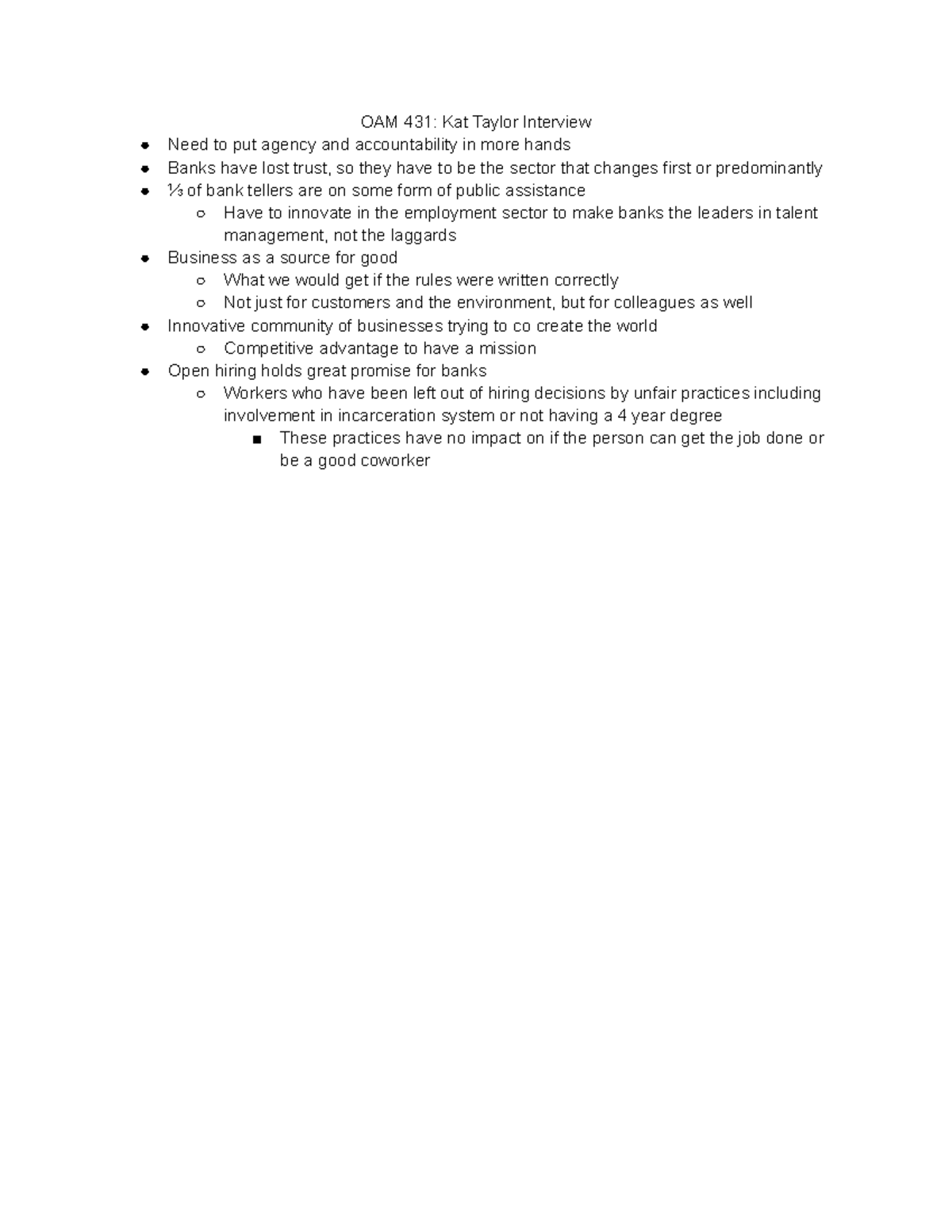 Kat Taylor Interview - Studocu