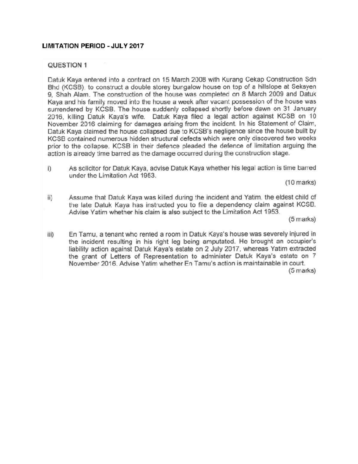 Limitation Period ( General AND Exceptions) FIRM 3 - LIMITATION PERIOD ...