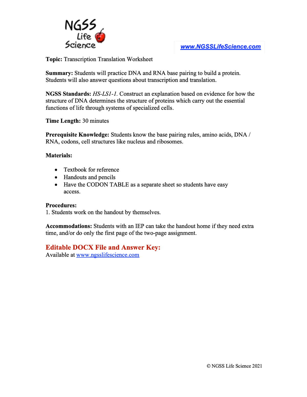 Transcription Translation-worksheet - Biology - Studocu