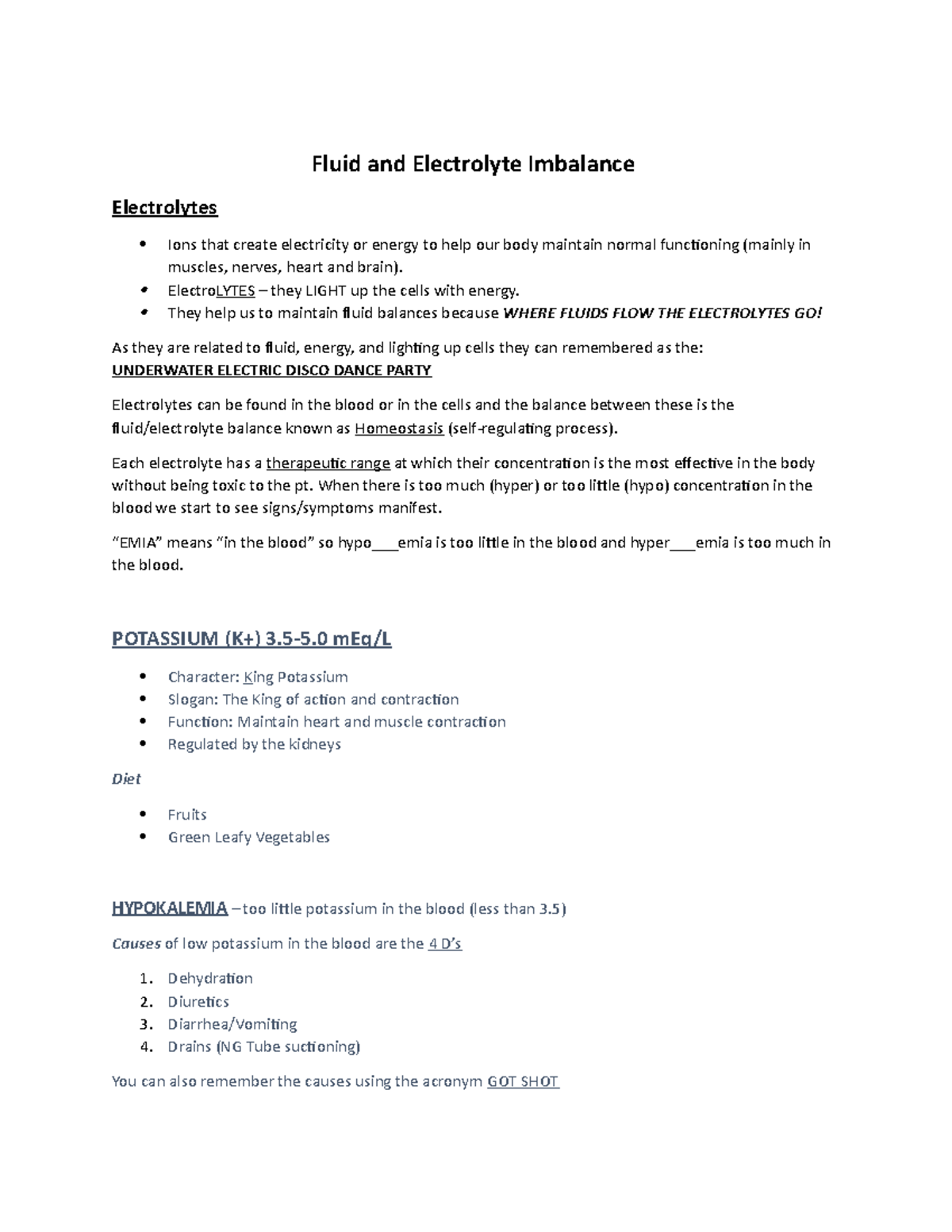 Fluid and Electrolyte Imbalance - Fluid and Electrolyte Imbalance ...