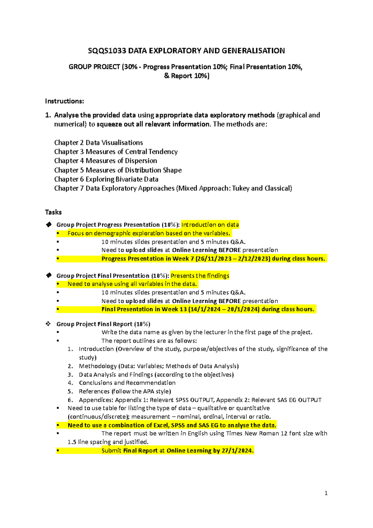 DEG Group Project Outline A 231 - SQQS1033 DATA EXPLORATORY AND ...