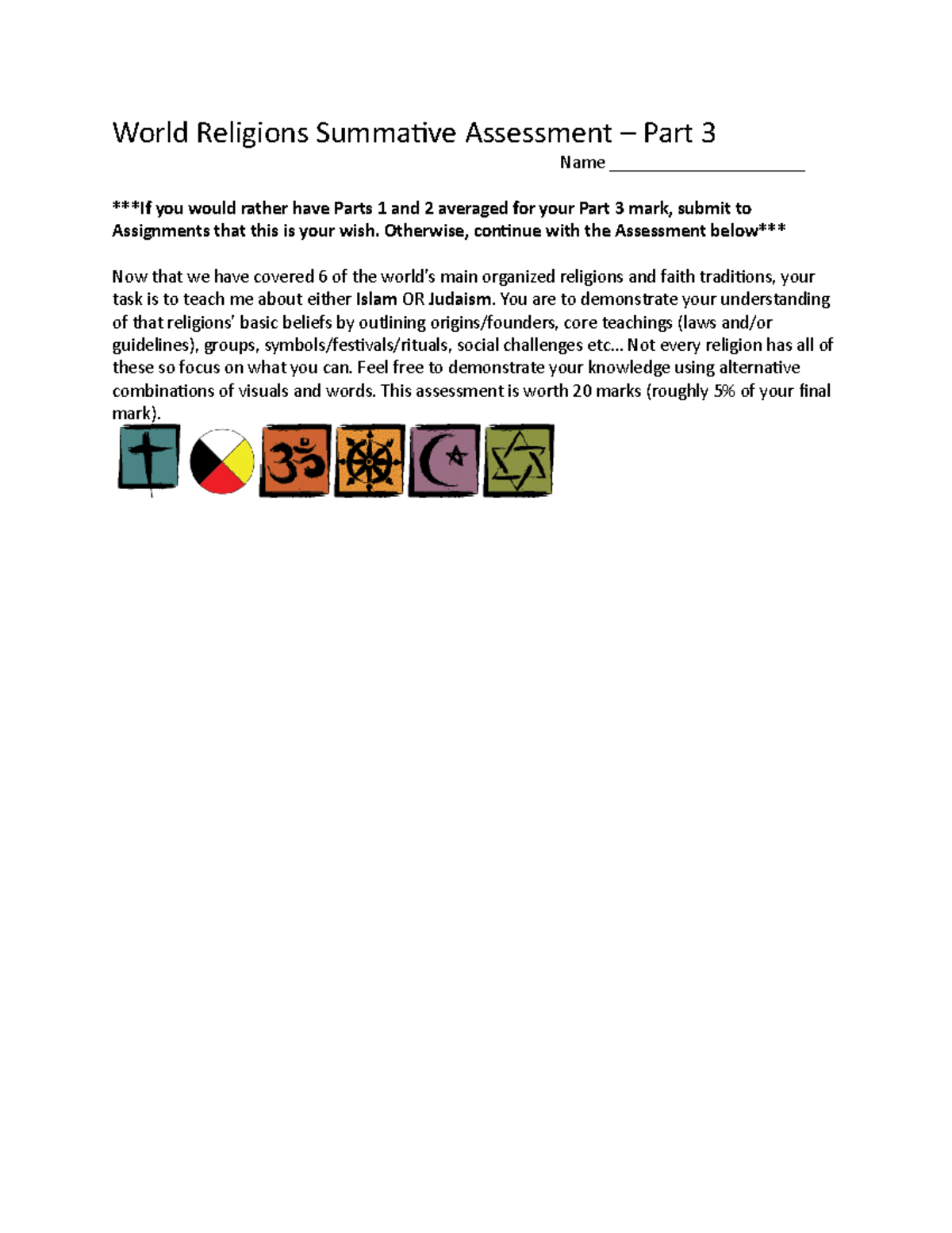 World Religions Summative Assessment Part 3 - PSYU 304 - Brandman - Studocu