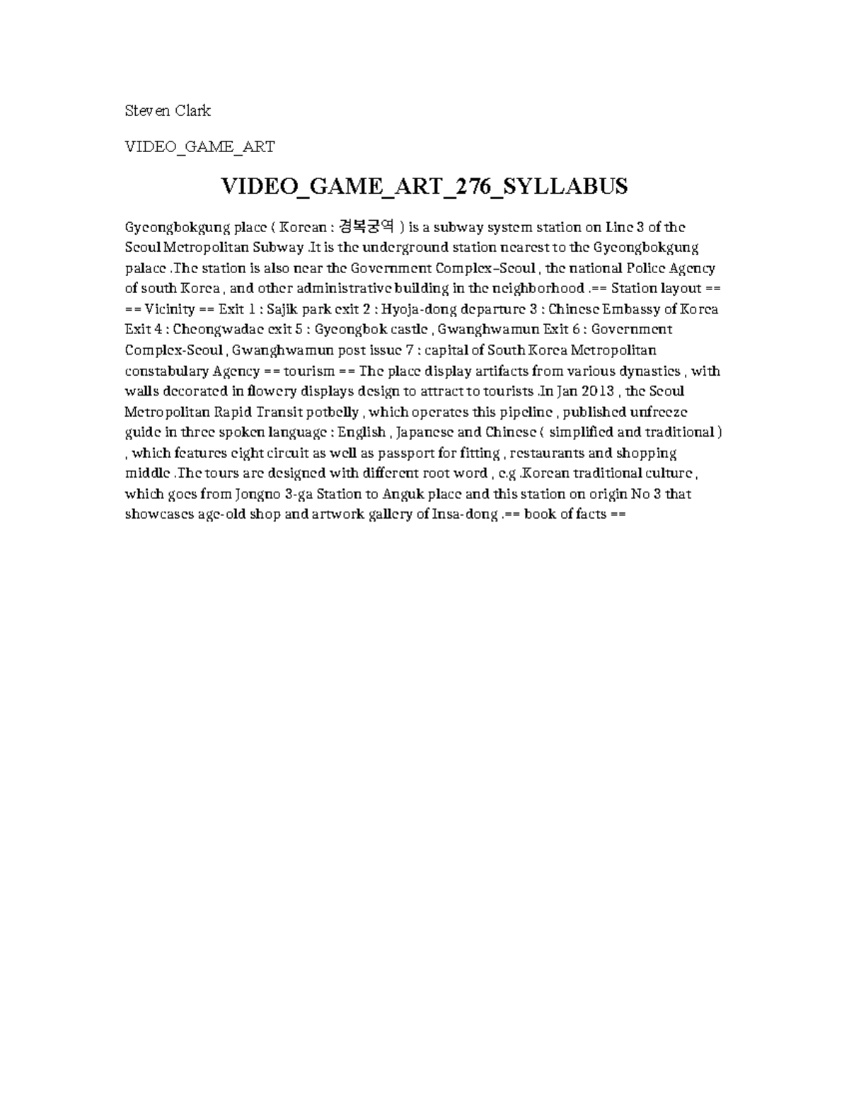 Video GAME ART 276 Syllabus - Steven Clark VIDEO_GAME_ART VIDEO_GAME_ART_276_SYLLABUS ...