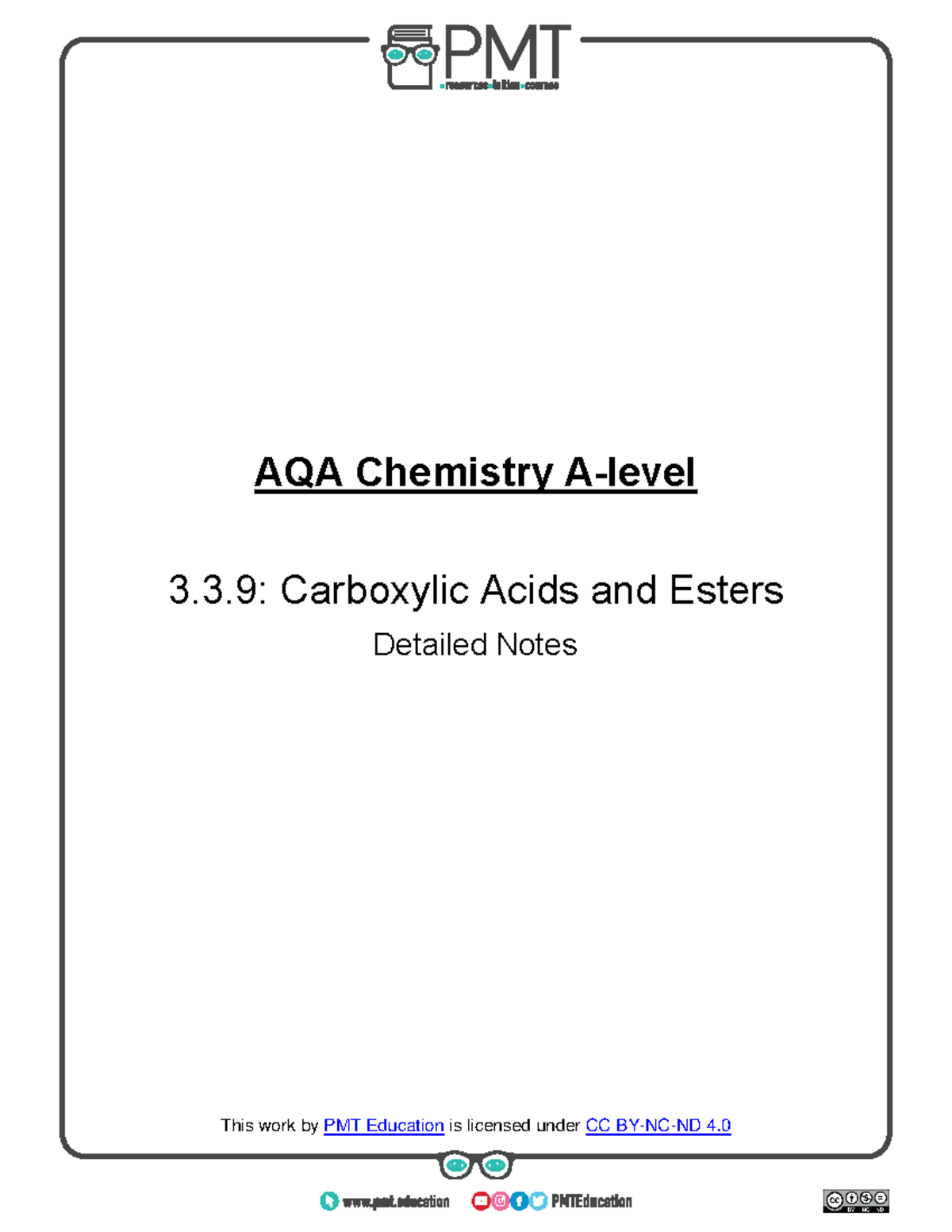 3.09. Carboxylic Acids and Esters - bit/pmt-edu-cc bit/pmt-cc AQA Chemistry A-level 3.3 ...