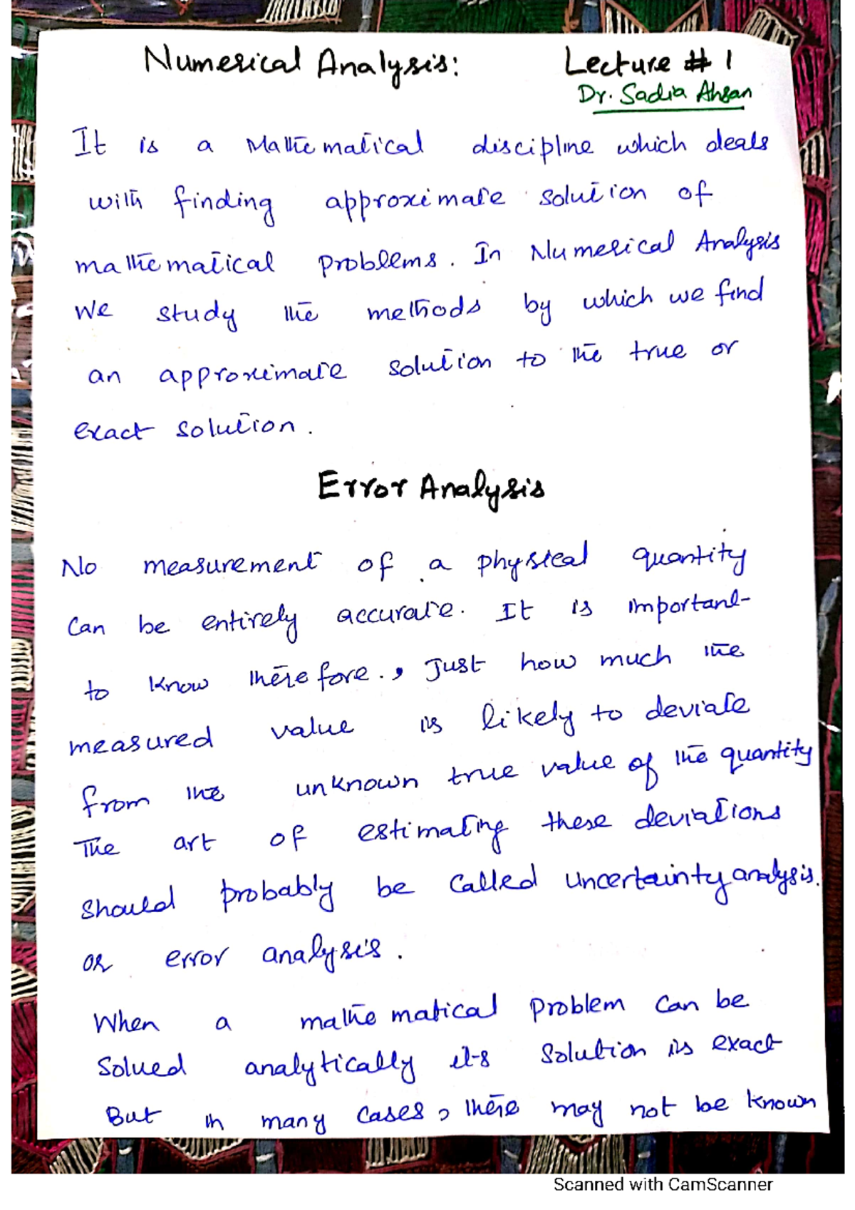 Lecture 1 - Numerical Methods - Studocu