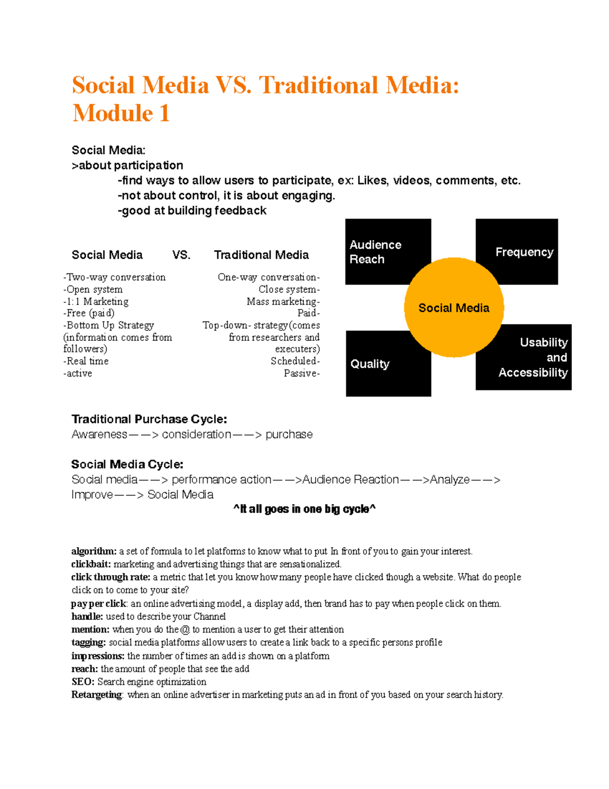 Module 1 Social Media Notes - Social Media VS. Traditional Media ...
