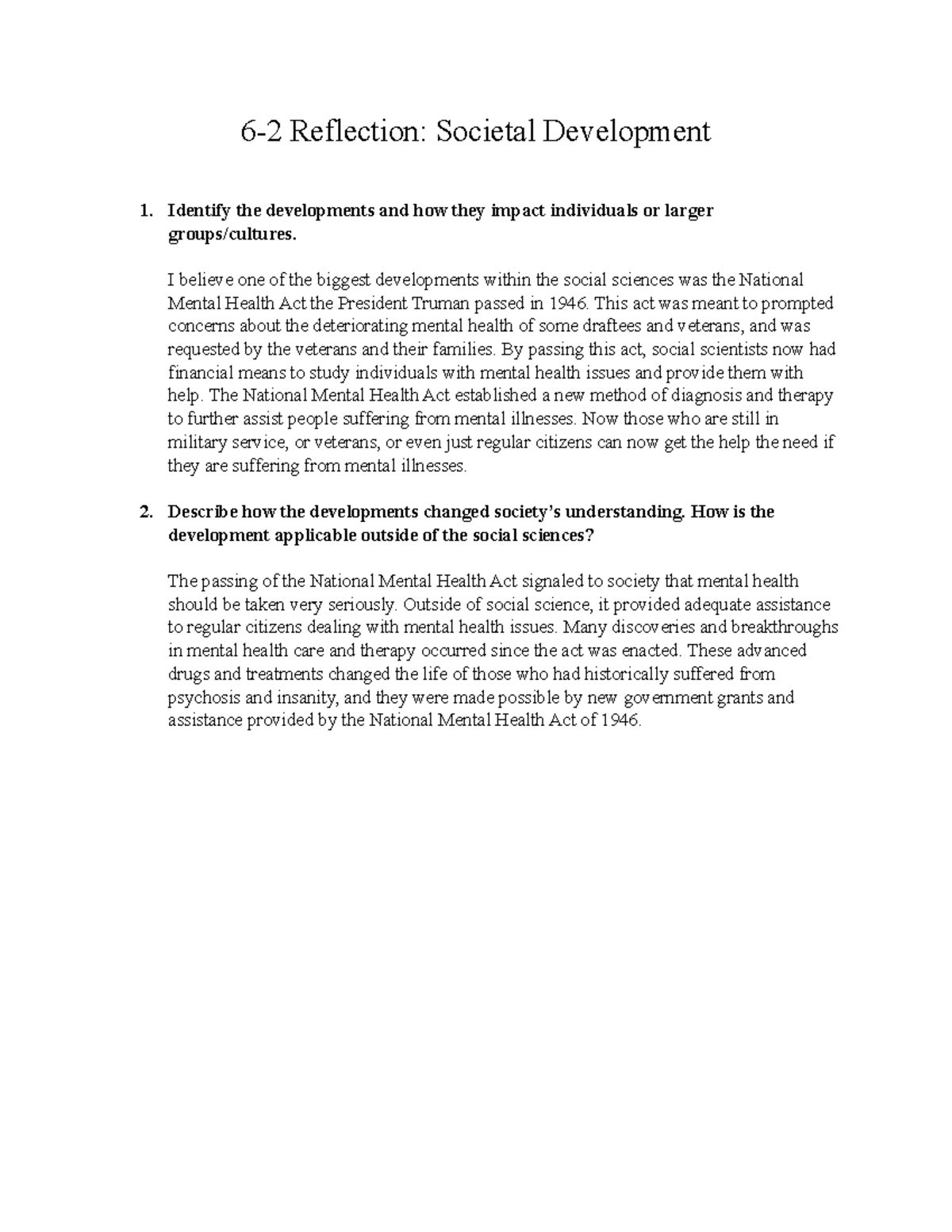 6-2 Reflection Societal Development - 6-2 Reflection: Societal ...