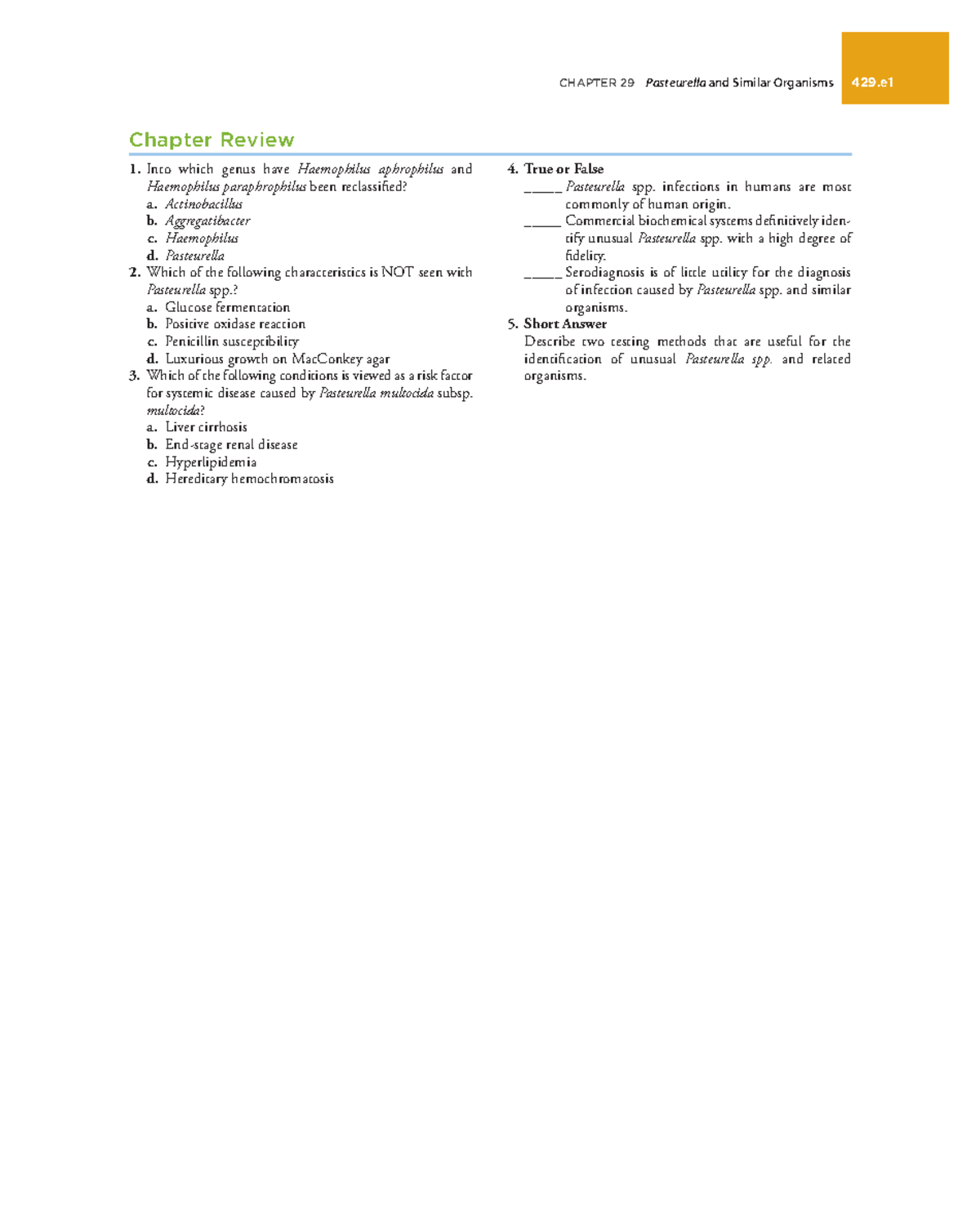 Chapter 029 Pasteurella and Similar Organisms - CHAPTER 29 Pasteurella and Similar Organisms 429 ...