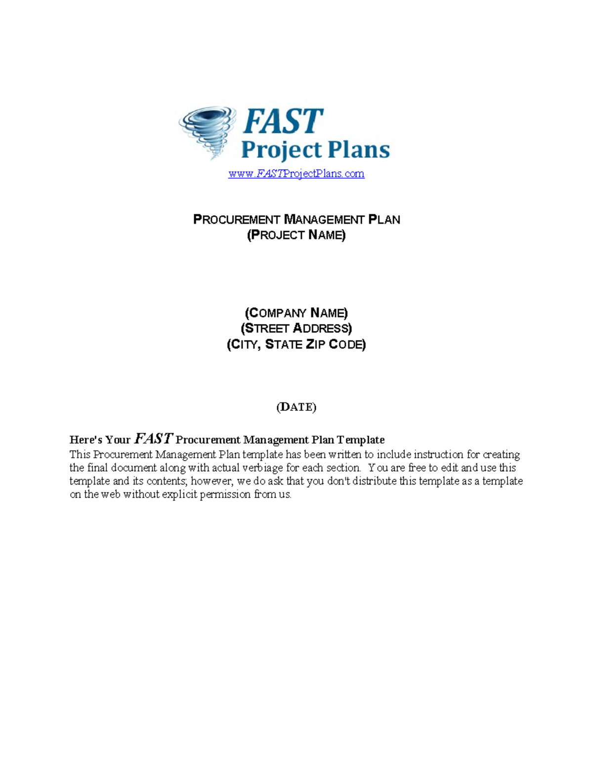 Procurement Management Plan Template - You are free to edit and use ...