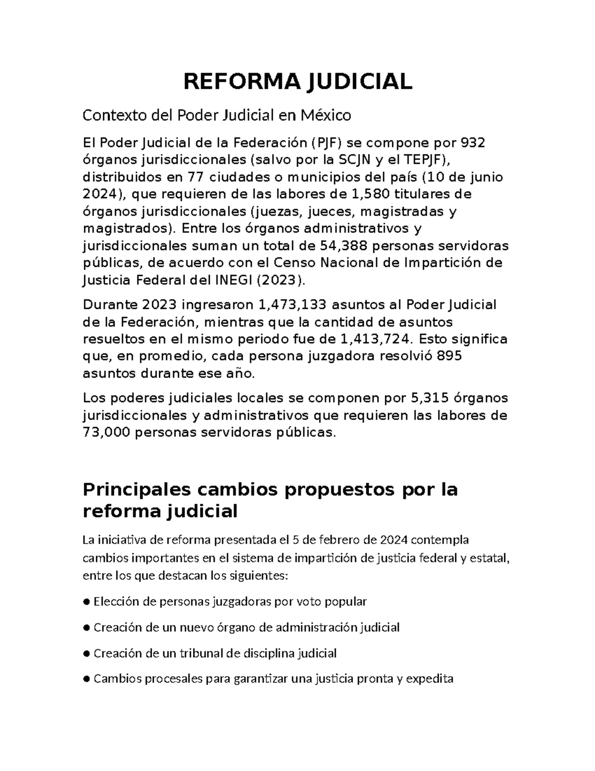 Reforma Judicial - REFORMA JUDICIAL Contexto del Poder Judicial en ...