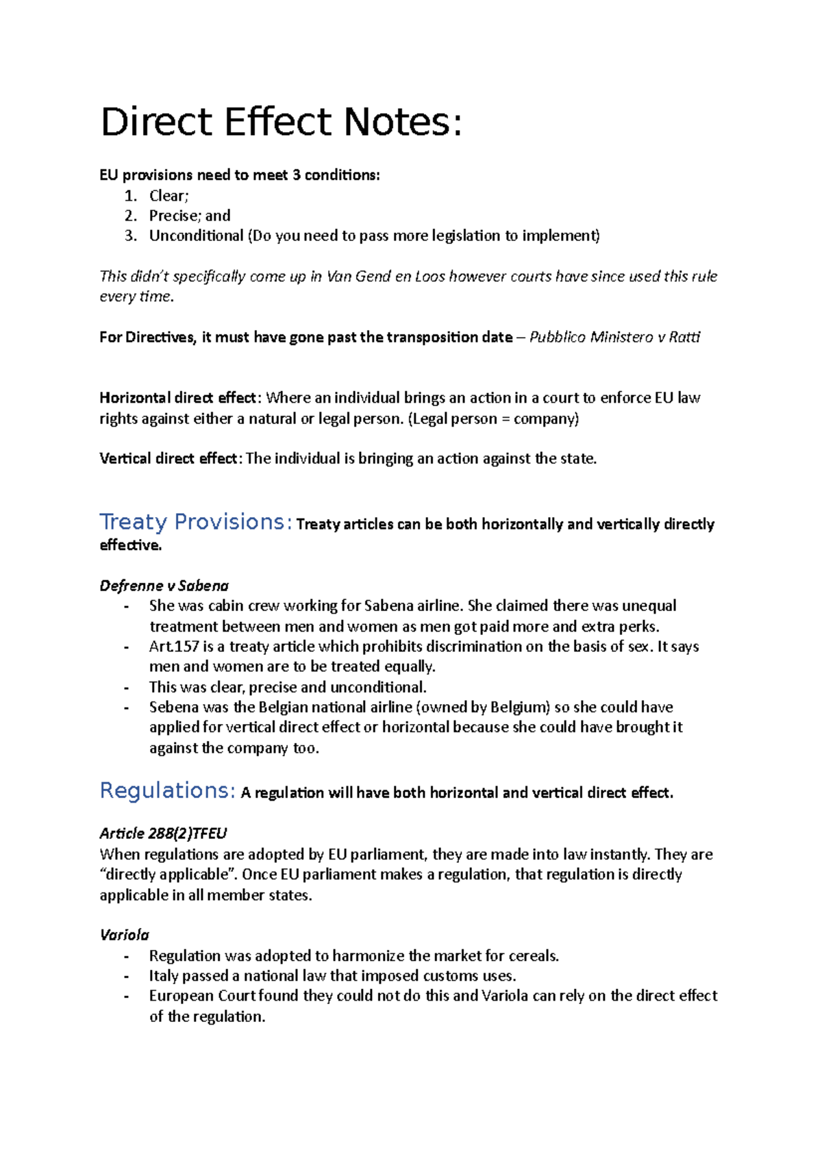 Direct Effect Notes - Clear; 2. Precise; and 3. Unconditional (Do you ...