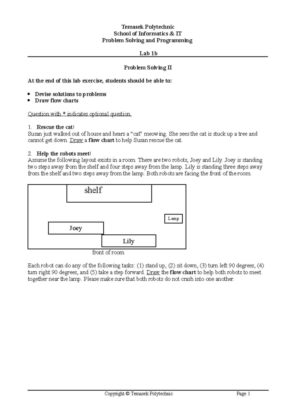 Lab1b Problem Solving Ii Temasek Polytechnic School Of Informatics And It Problem Solving And