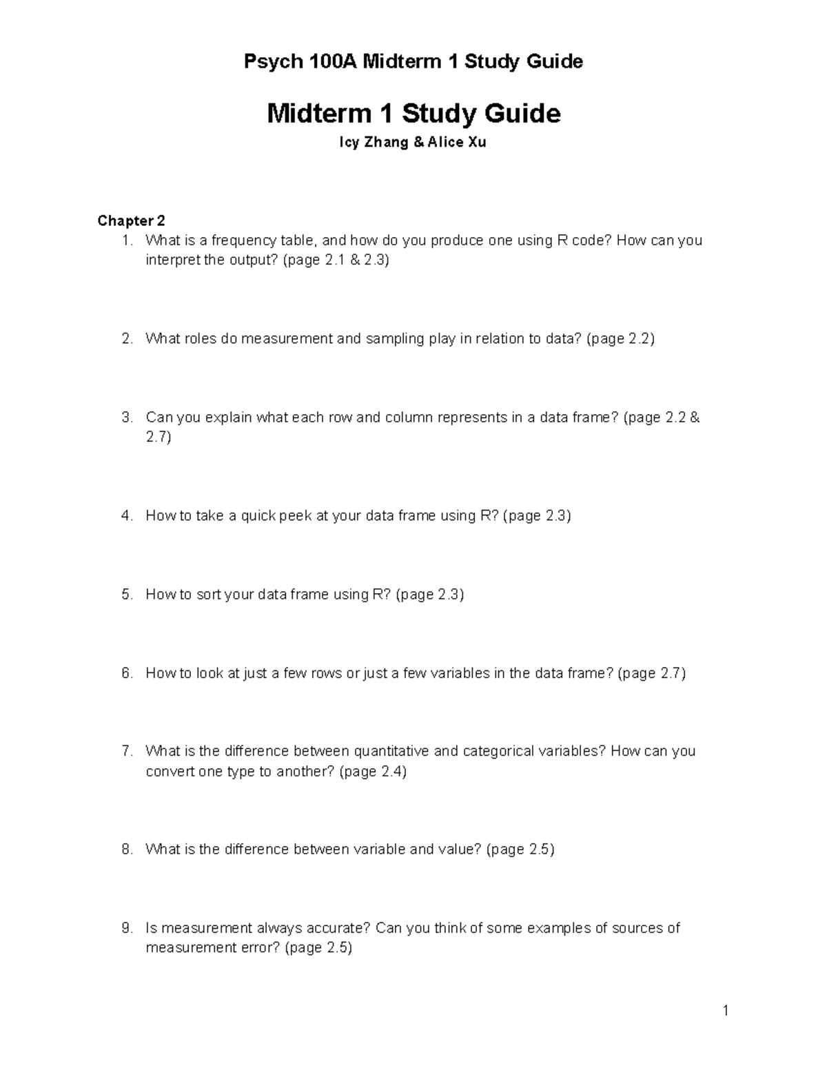Midterm 1 study guide - Midterm 1 Study Guide Icy Zhang & Alice Xu Chapter 2 1. What is a - Studocu