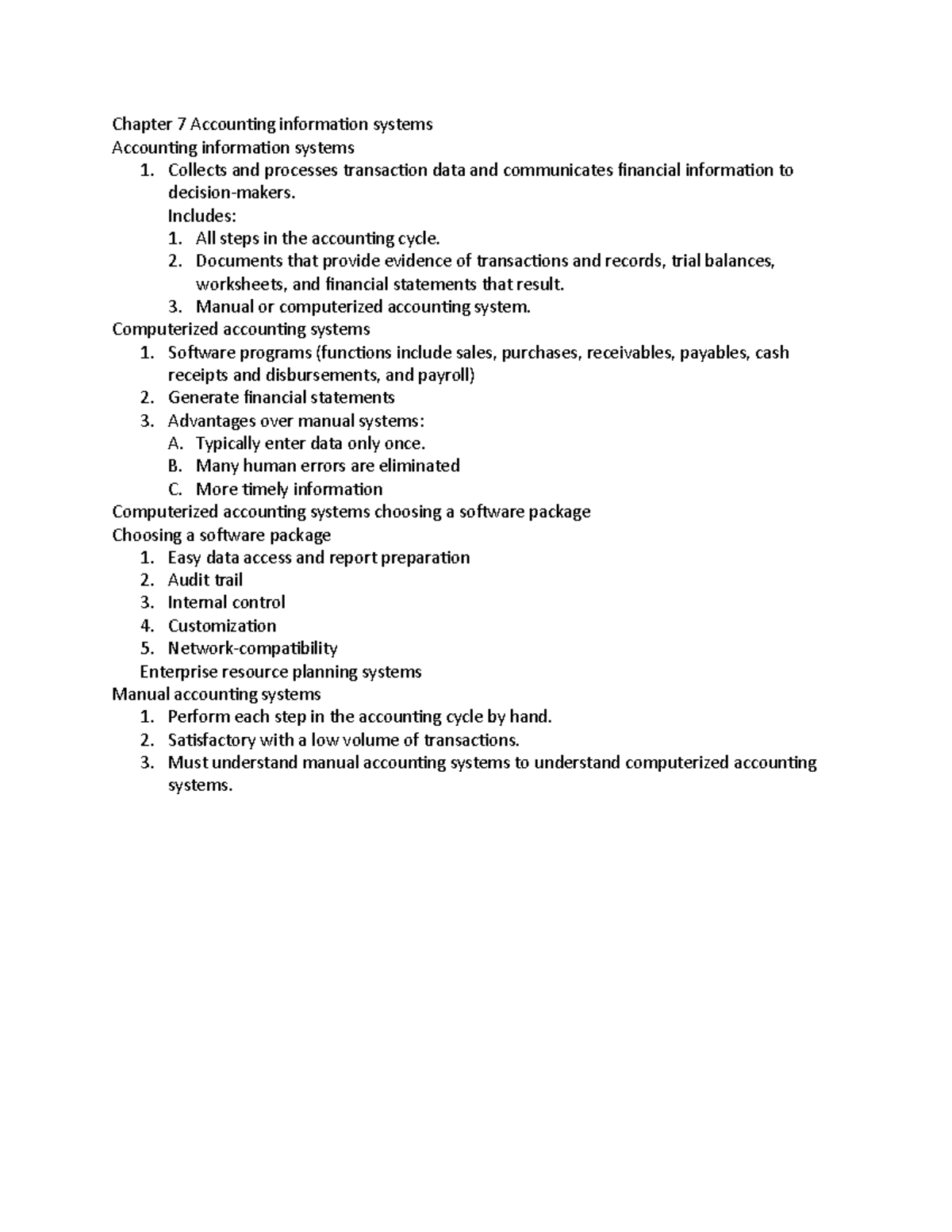Chapter 7 Accounting information systems - Chapter 7 Accounting ...