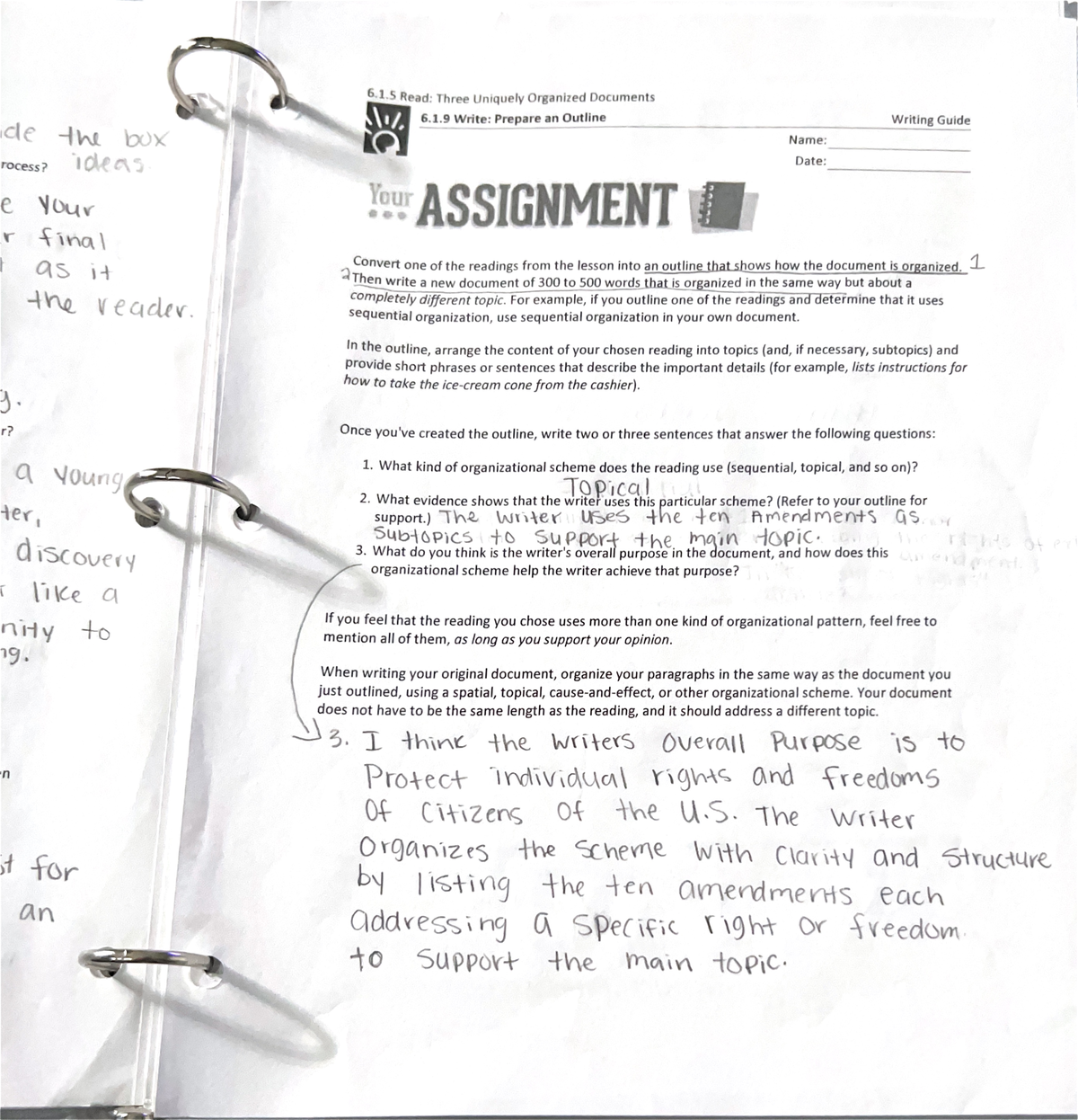 Scanned Document 2 - Assignments for apex English 4 - 6.1 Read: Three ...