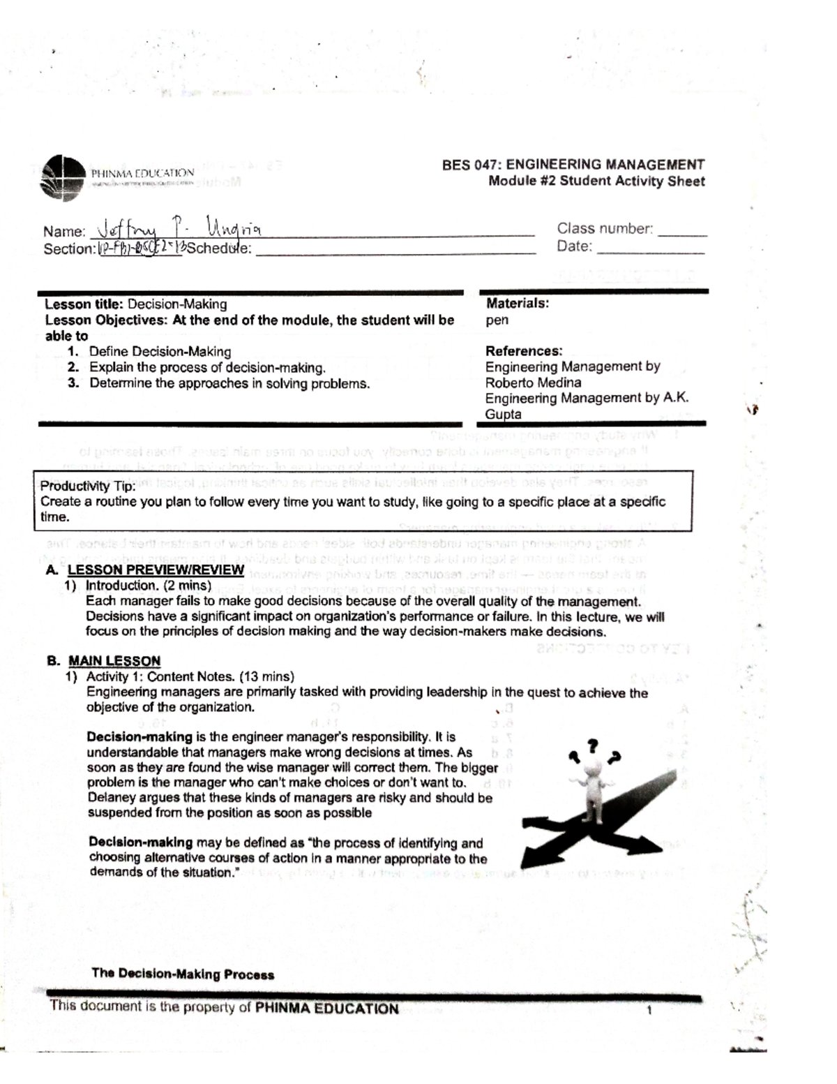 Decision making - already have the answers - Civil Engineering - Studocu