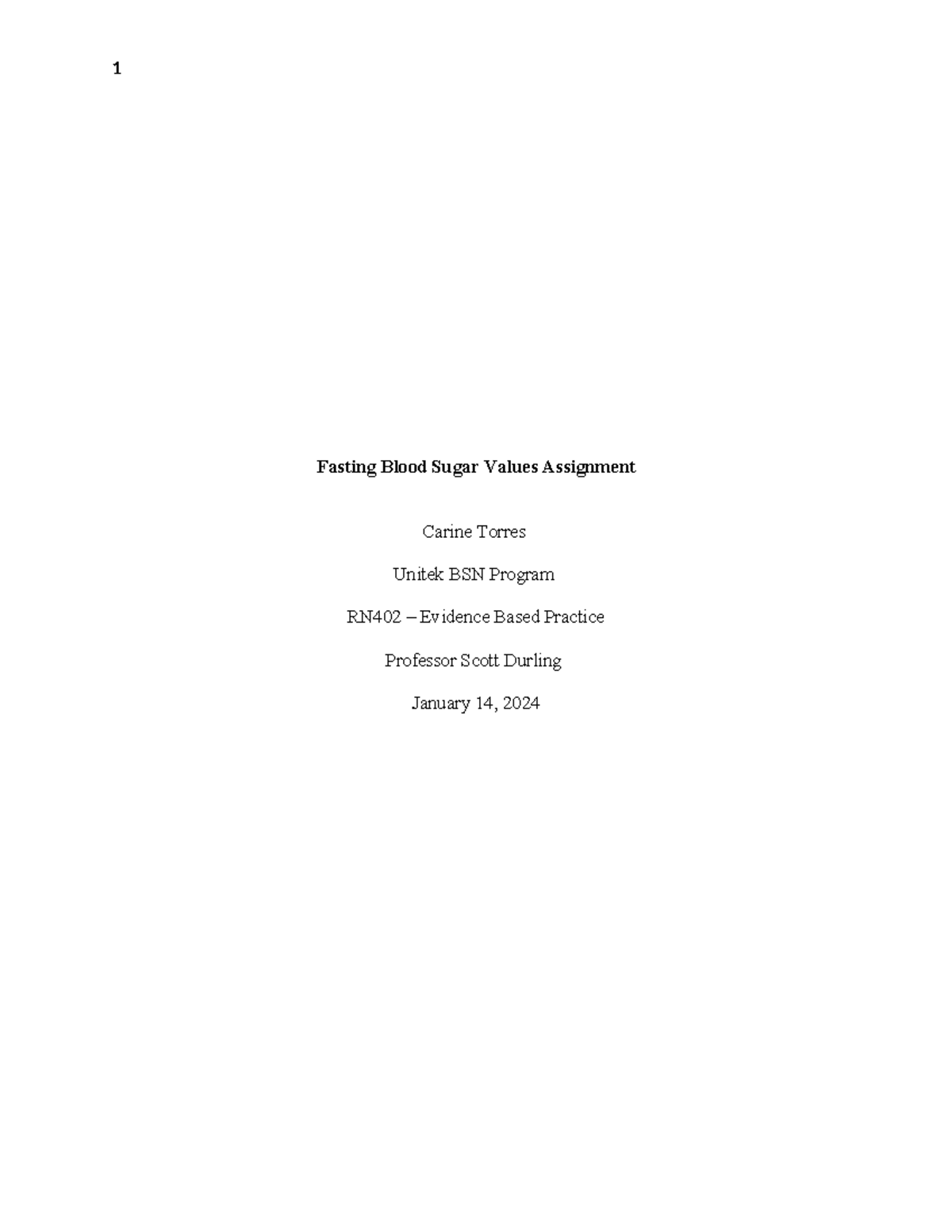 FBS Assignment - Fasting Blood Sugar Values Assignment Carine Torres ...