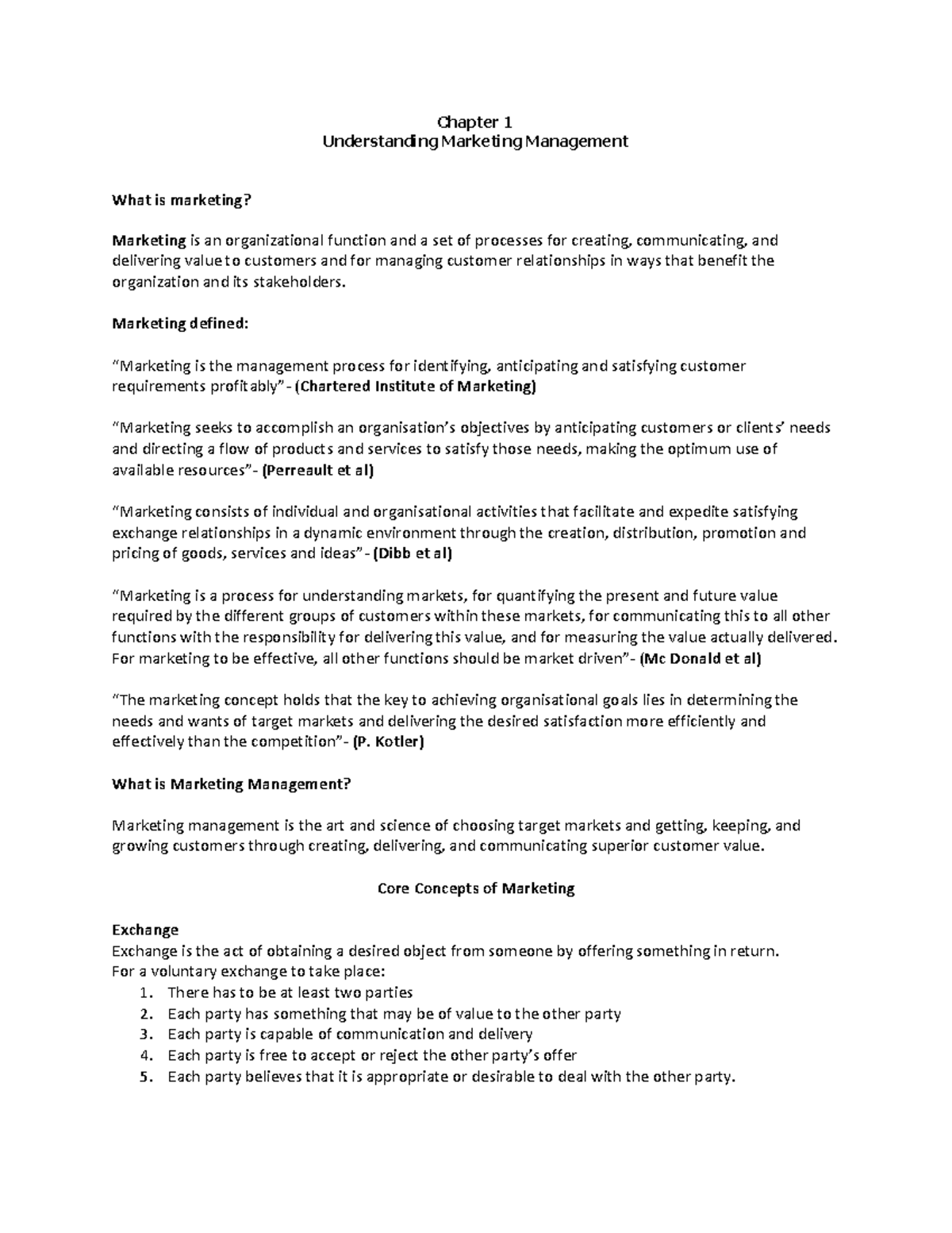 Marketing Management - Chapter 1 Understanding Marketing Management ...