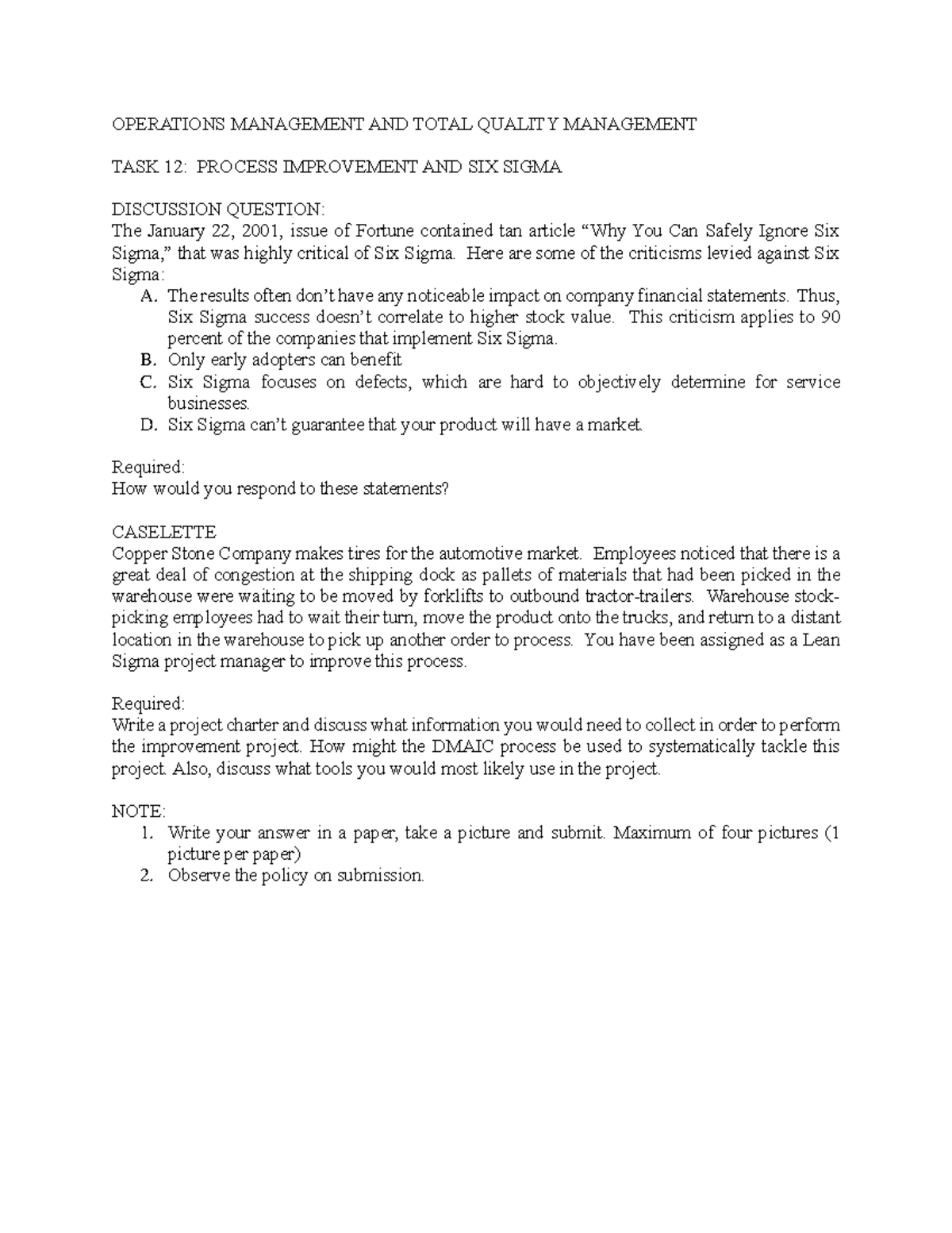 Task 12 - OPMAN - OPERATIONS MANAGEMENT AND TOTAL QUALITY MANAGEMENT ...