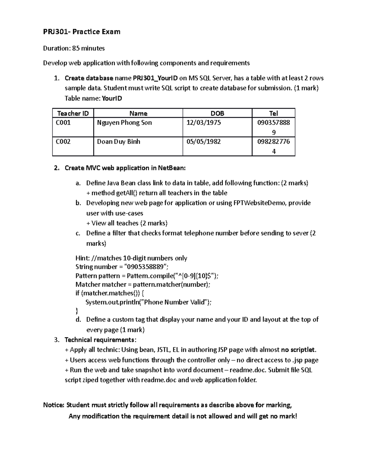 PRJ301 Practical Exam - jkhgjgggbjgbghhkj - PRJ301- Practice Exam ...