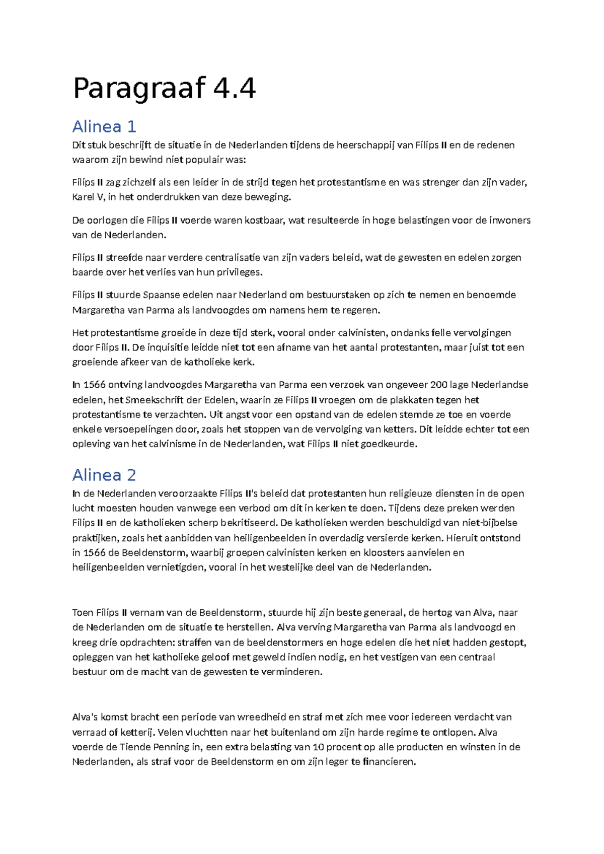 Samenvatting Par 4.4 gs - Paragraaf 4. Alinea 1 Dit stuk beschrijft de situatie in de ...
