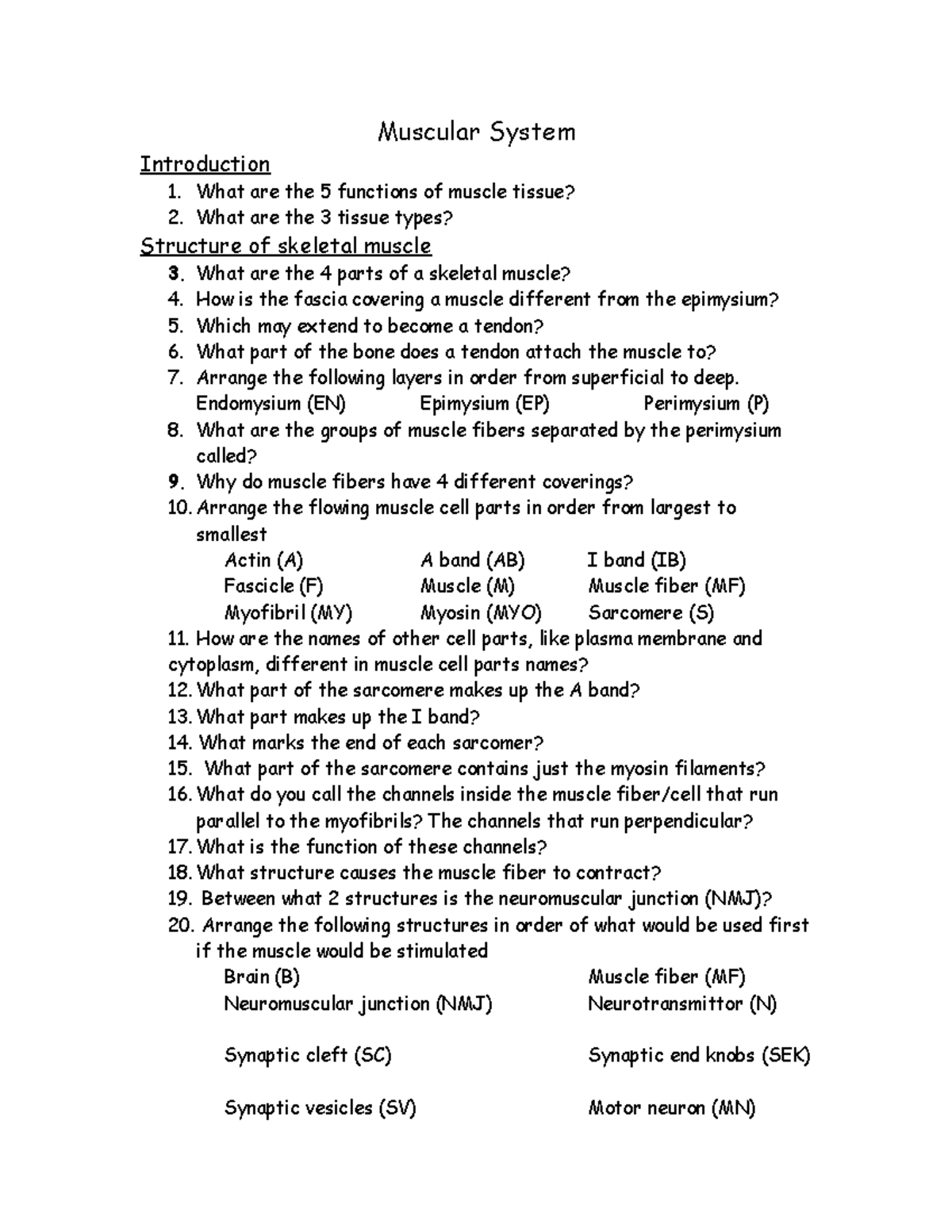 AP Muscular System ws - pre lab - Muscular System Introduction 1. What ...