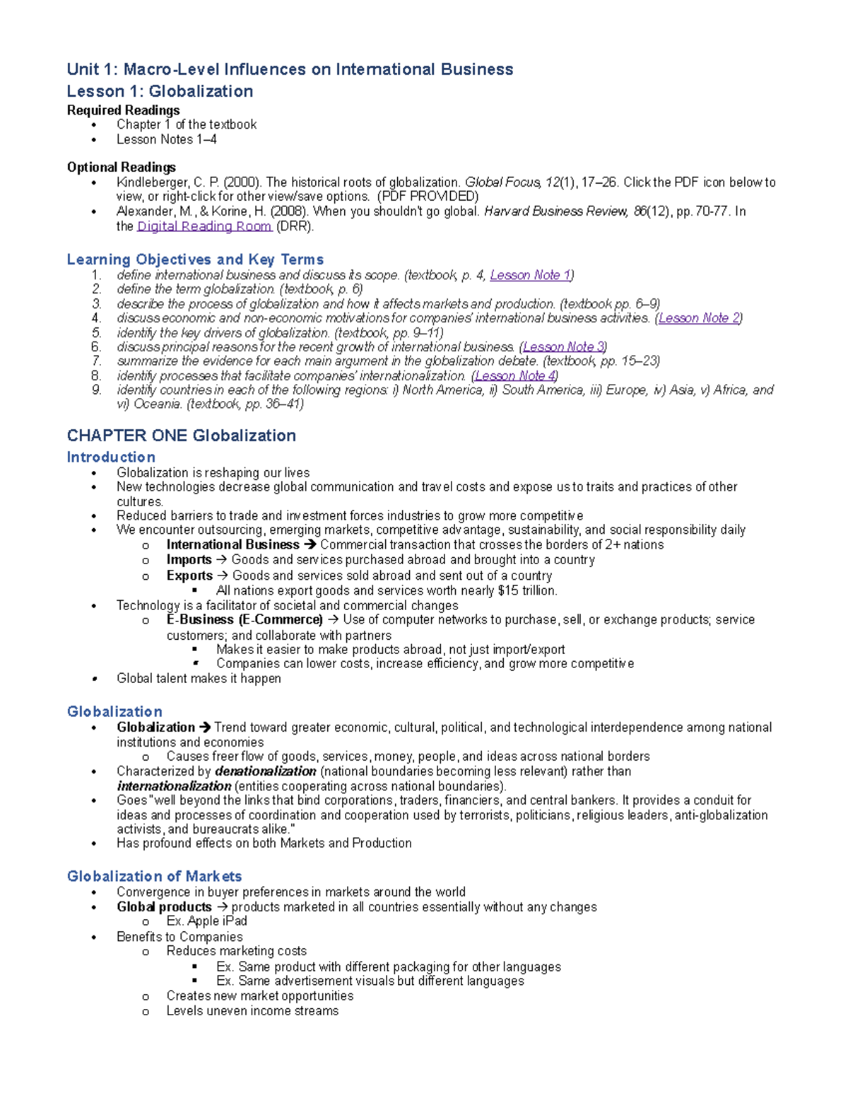 U1L1 Overview and Globalization - Unit 1: Macro-Level Influences on ...