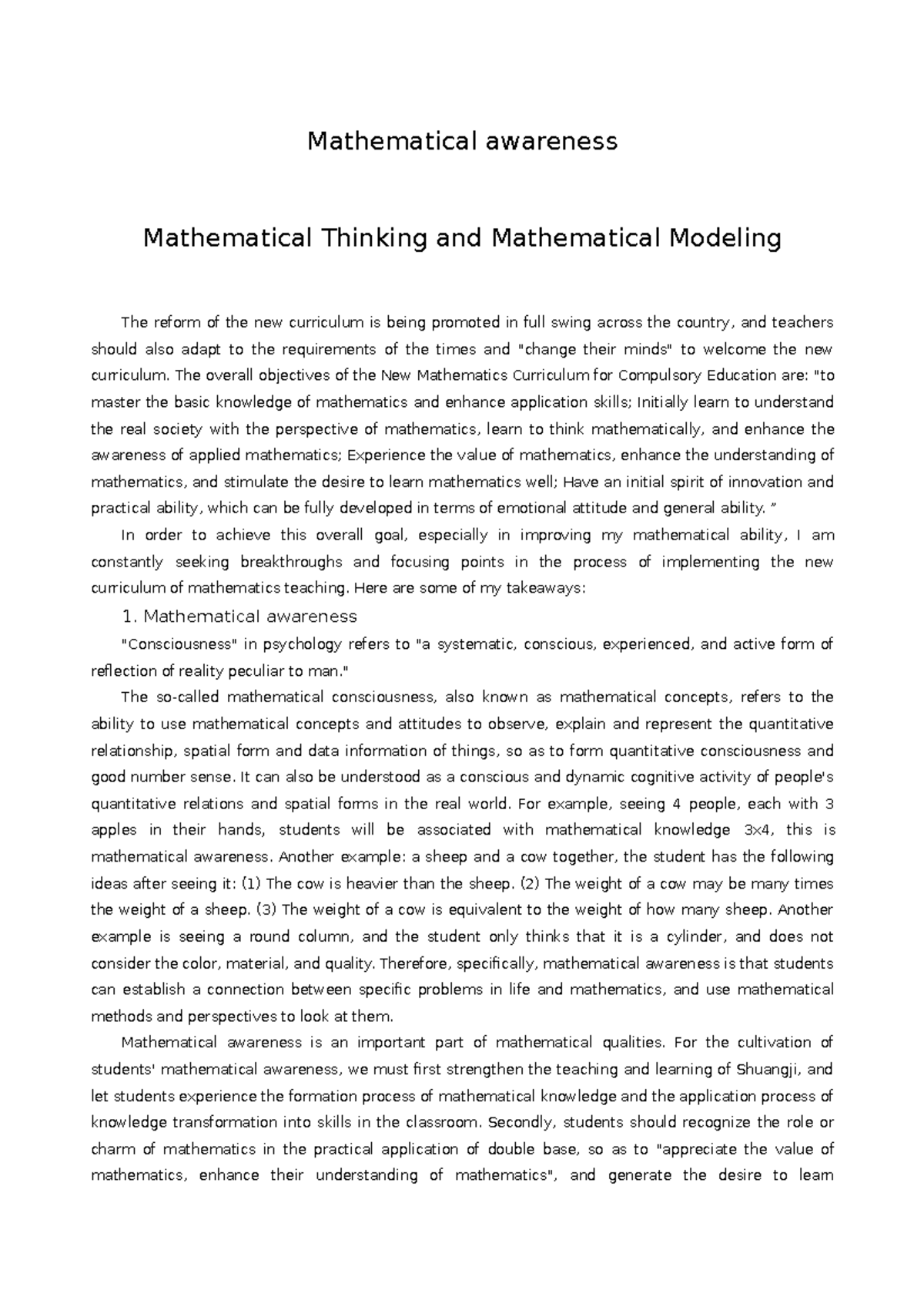 Math 090 Mathematical awareness - Mathematical awareness Mathematical ...