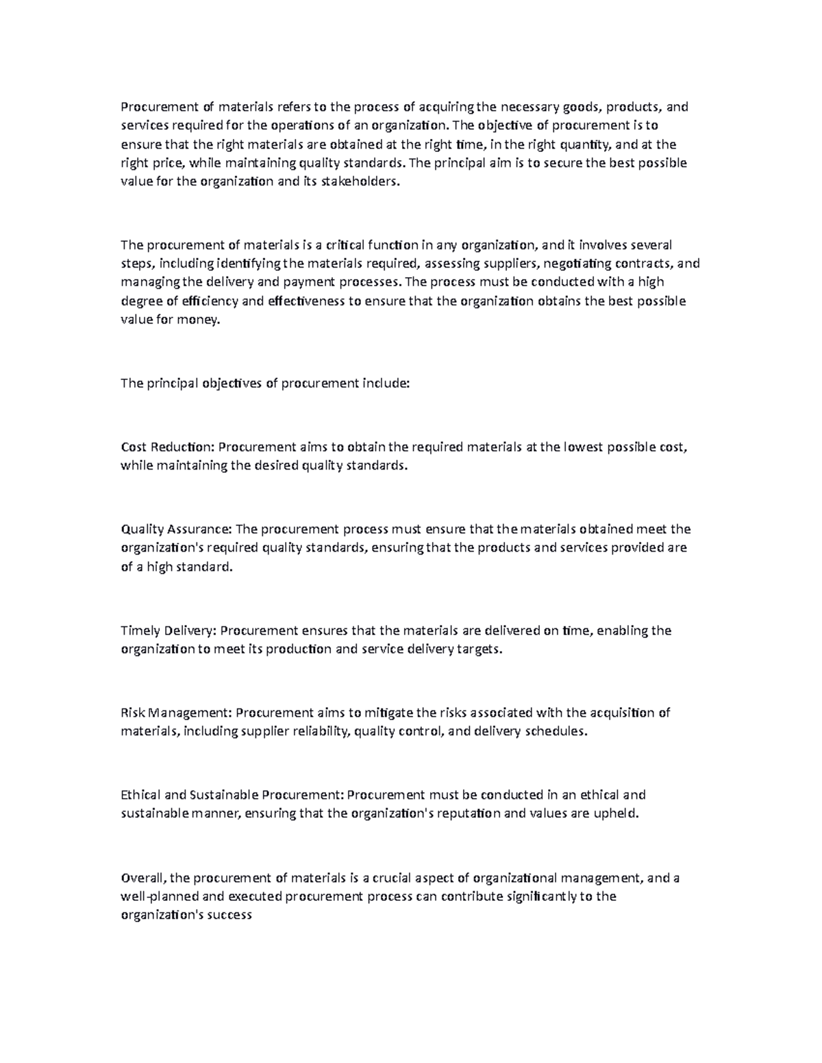 Procurement of materials meaning ,objective ans its principal ...