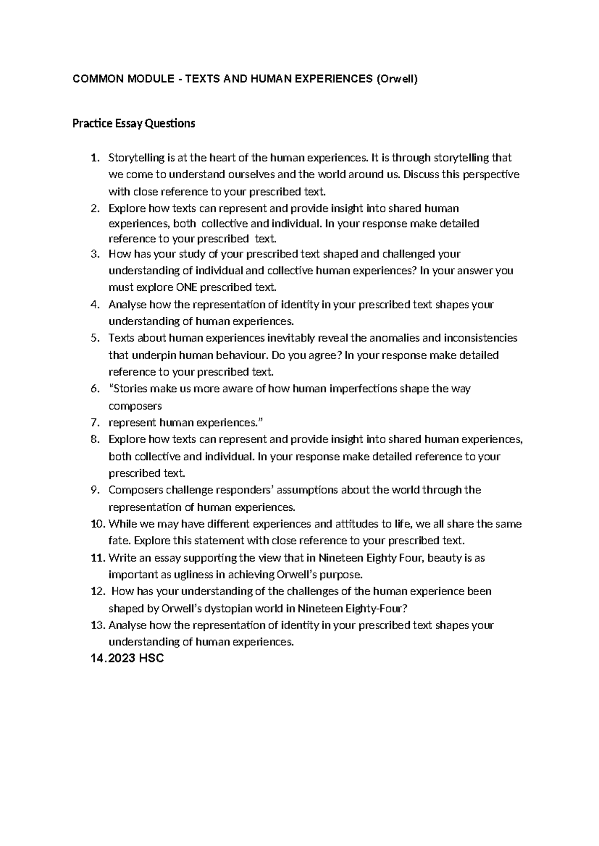 Prac Qs - Past HSC/ trial questions on all modules - COMMON MODULE ...