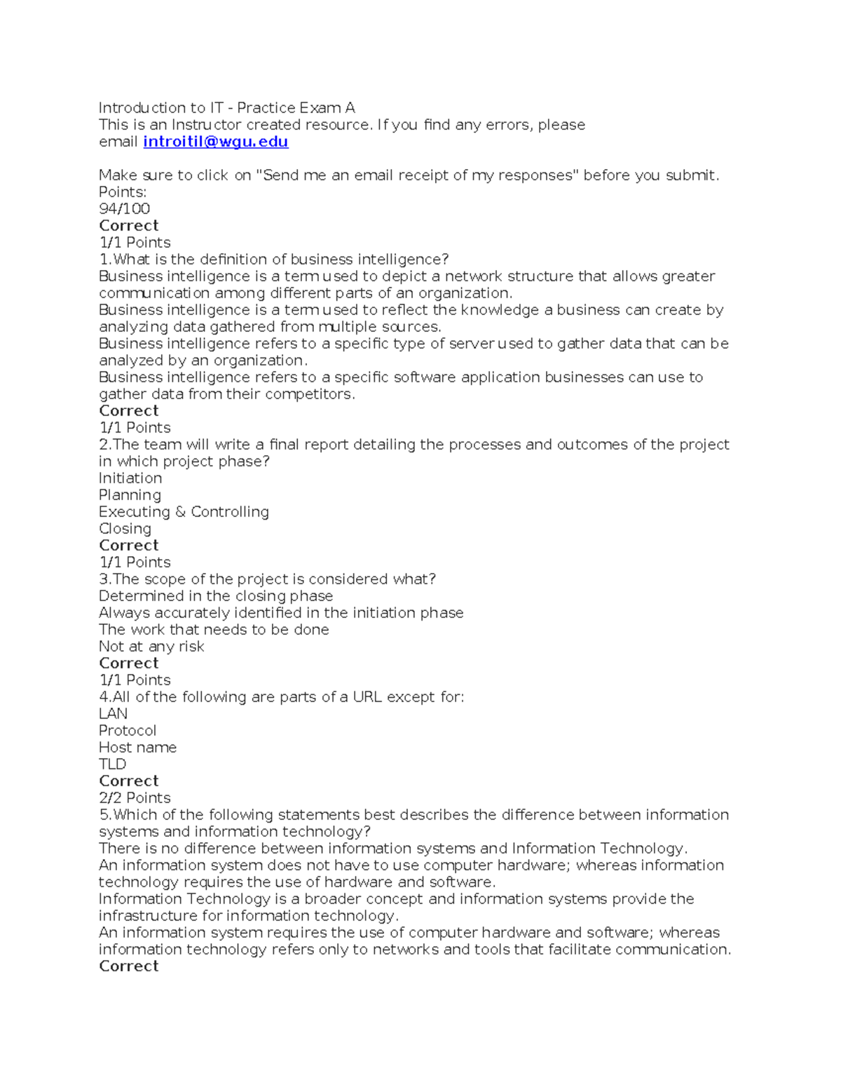 Introduction to IT - Practice Material for this course - Introduction ...