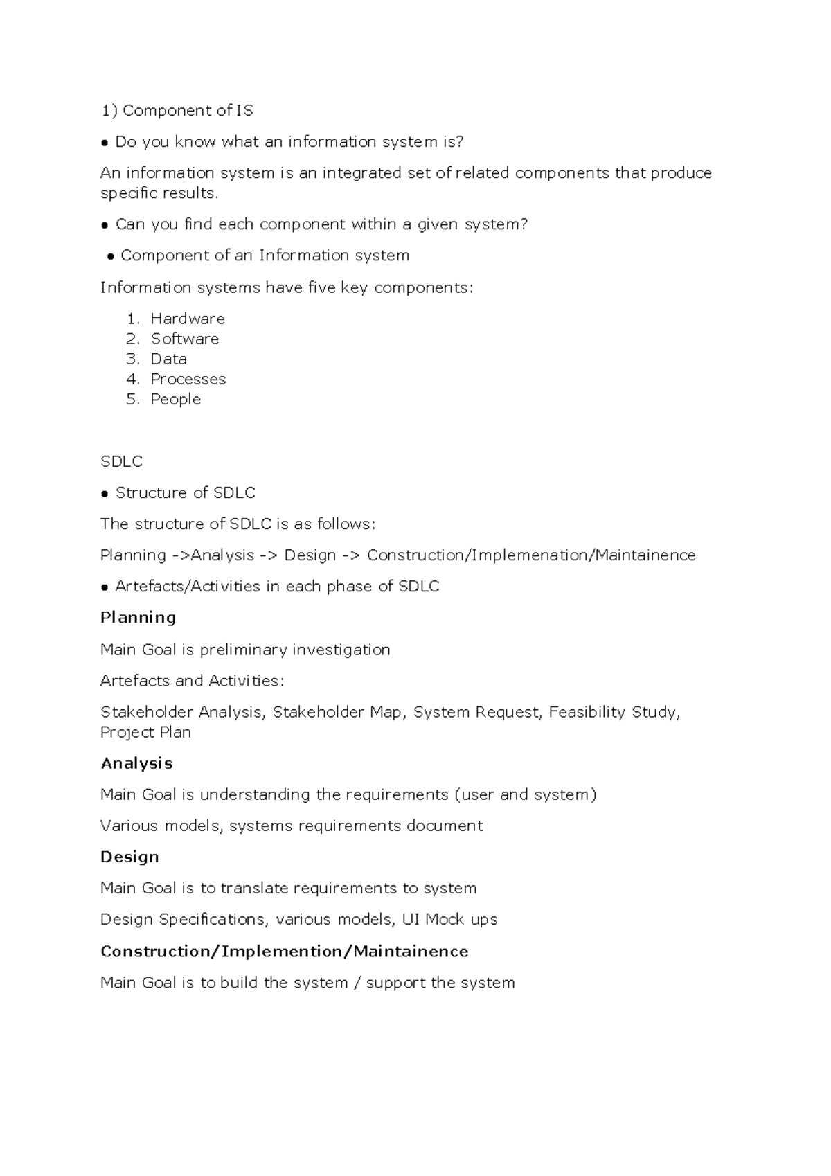 Info - Component of IS Do you know what an information system is? An ...