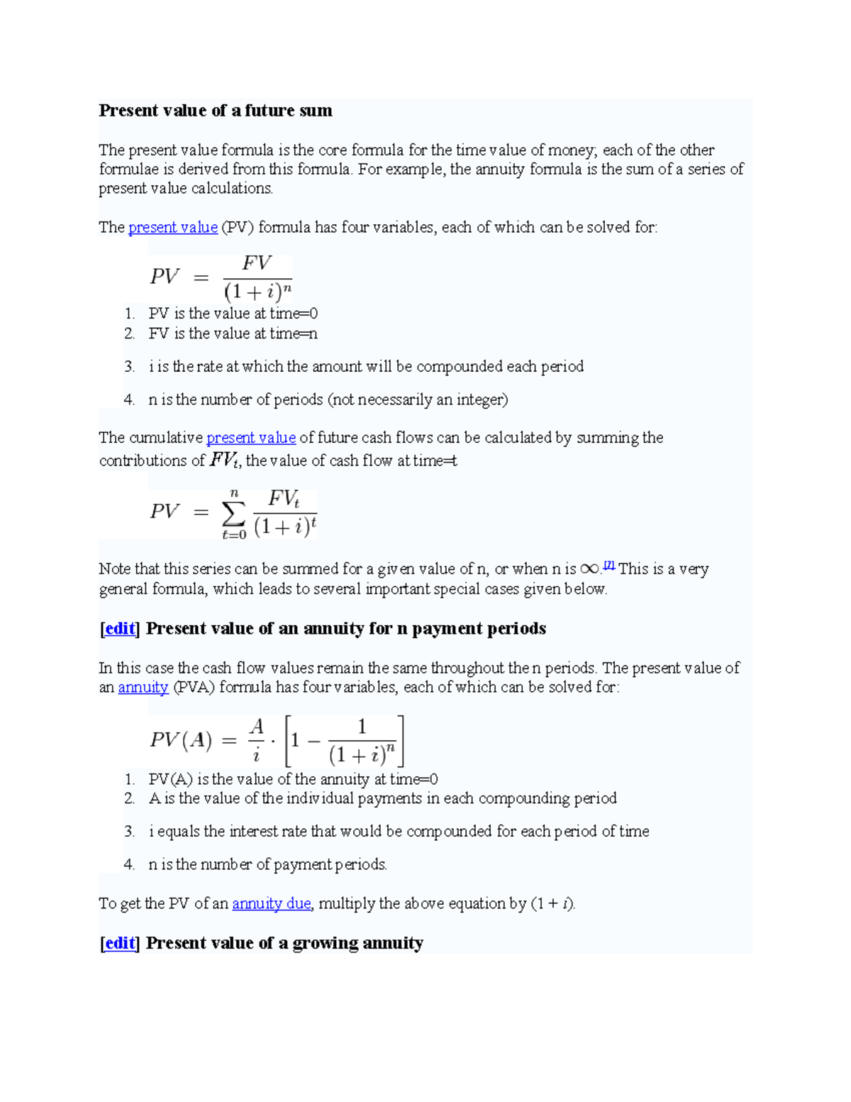Time Value - assessment paper - Present value of a future sum The ...