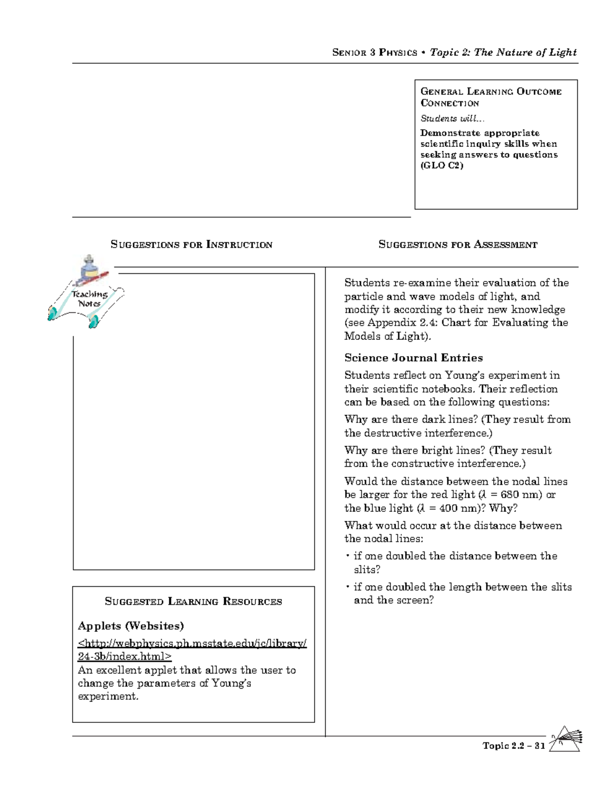 Senior 3 Physics 9 - Topic 2 31 SENIOR 3 PHYSICS Topic 2: The Nature of ...