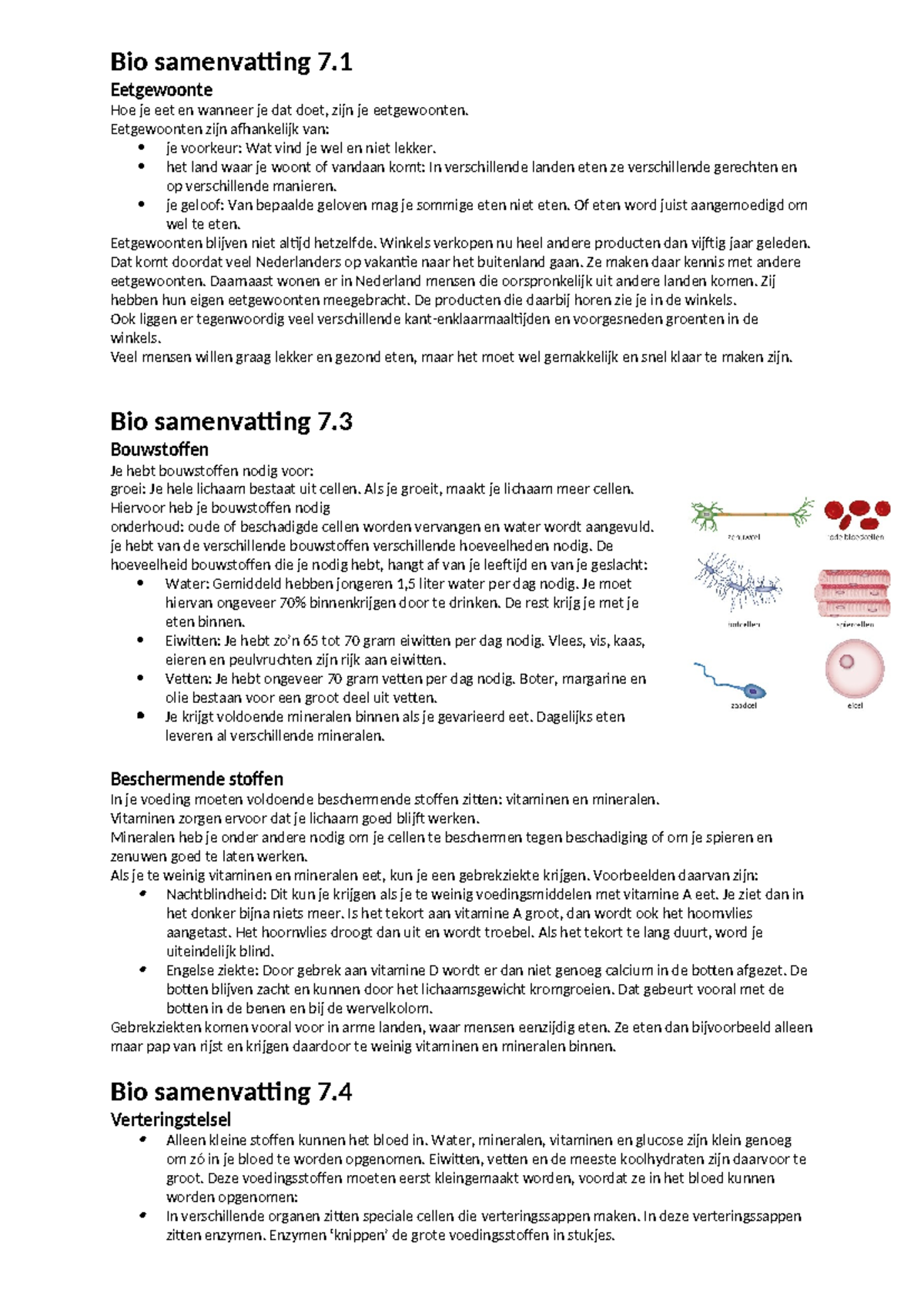 Bio samenvatting H7 en H8 vwo 2 en of 3 - Bio samenvatting 7. Eetgewoonte Hoe je eet en wanneer ...