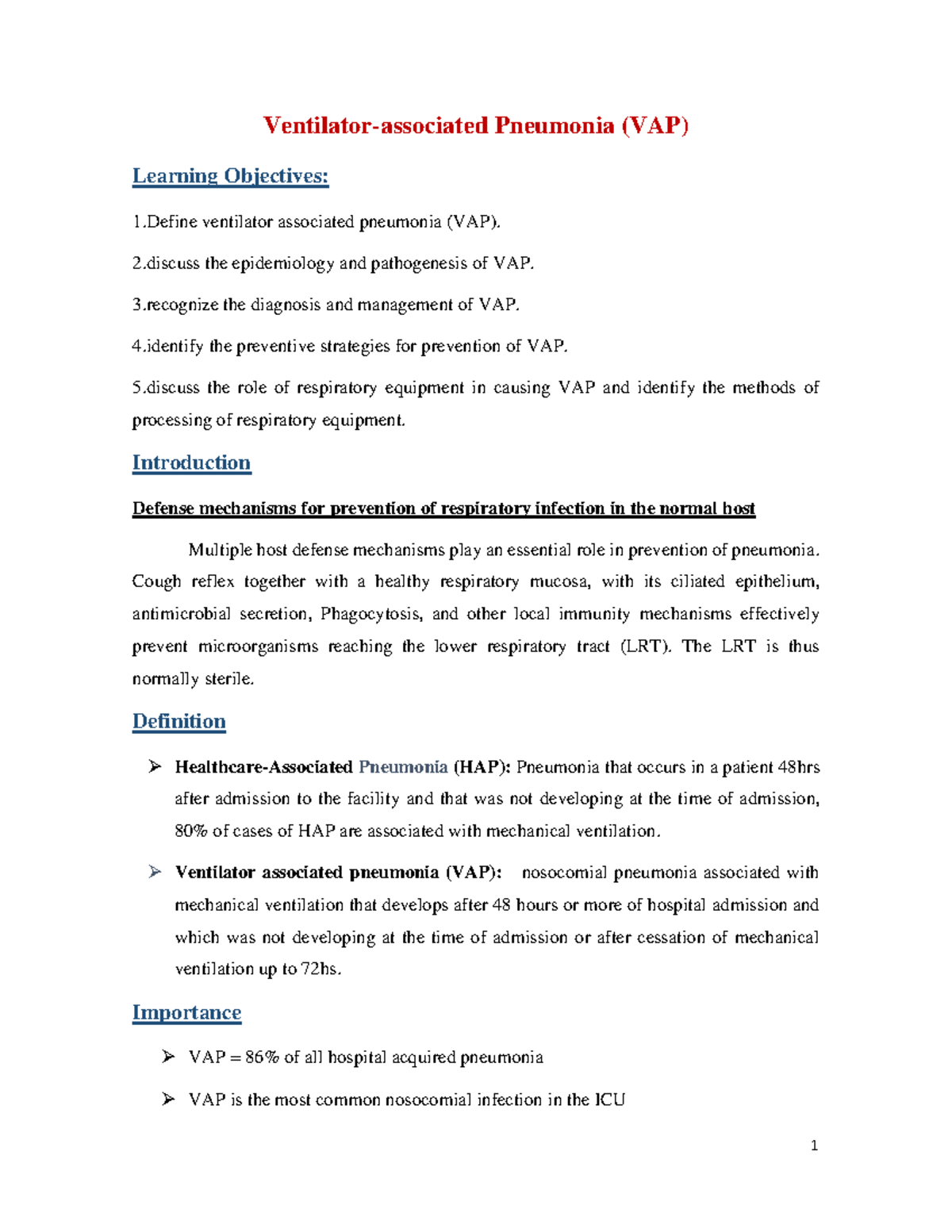 VAP - Respiratory care - microbiology - Ventilator-associated Pneumonia ...