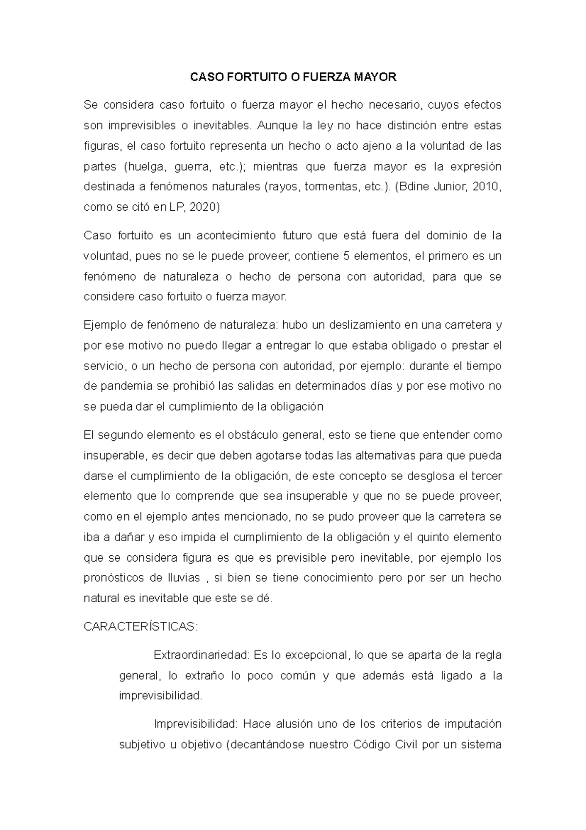 CASO Fortuito O Fuerza Mayor - CASO FORTUITO O FUERZA MAYOR Se ...