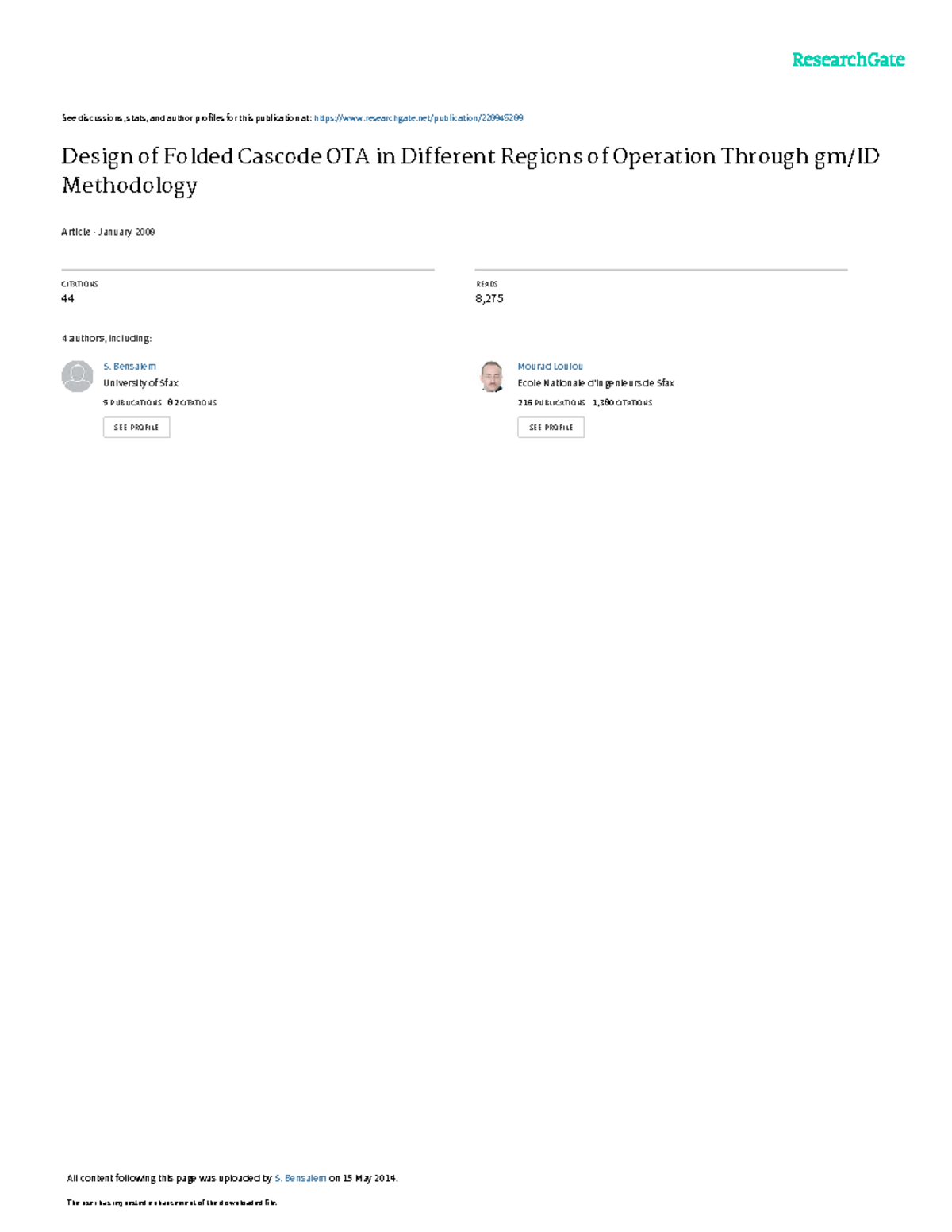 Design of Folded Cascode OTA in Different Regions - See discussions, stats, and author profiles ...
