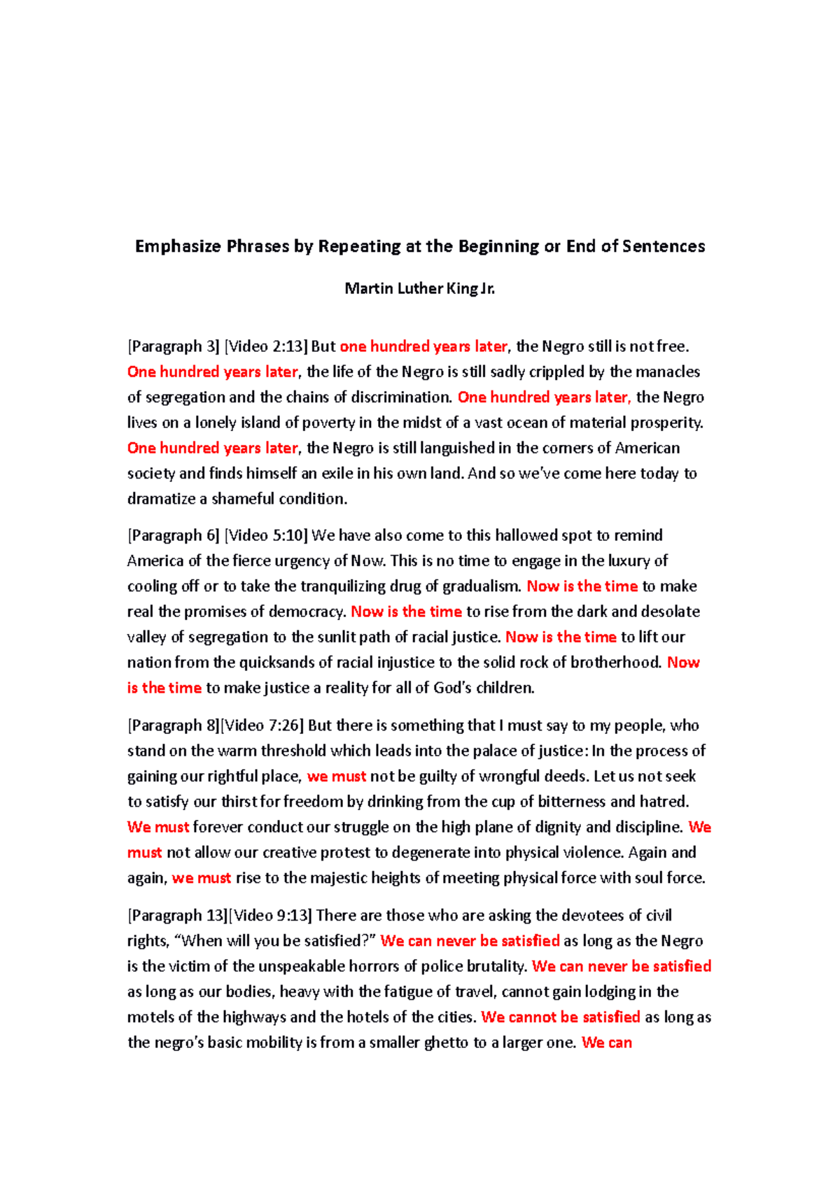 Repeating phrases teacher help - Emphasize Phrases by Repeating at the ...