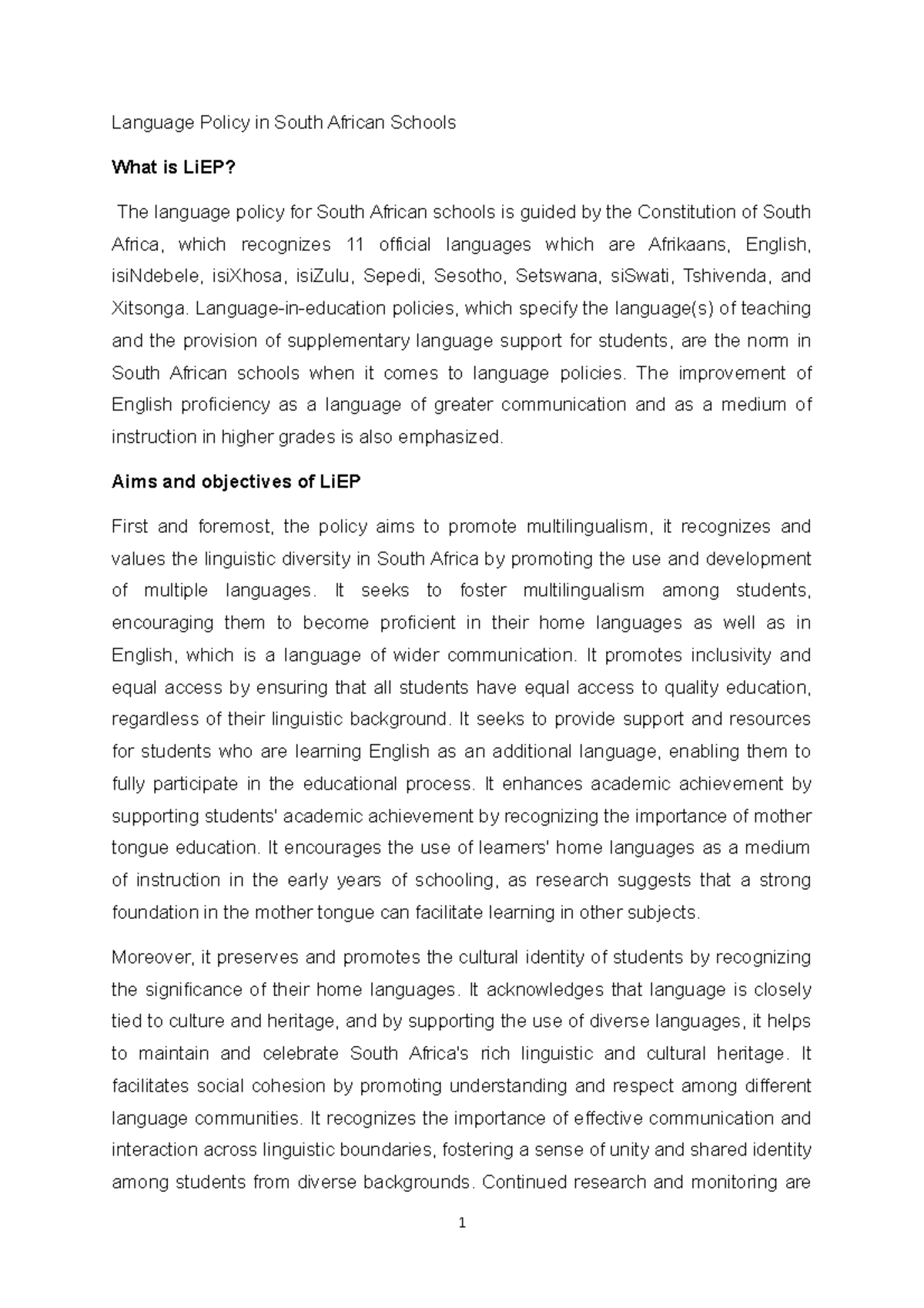 EDEN 412 Presentation - AIMS AND OBJECTIVES OF THE LANGUAGE POLICY IN ...