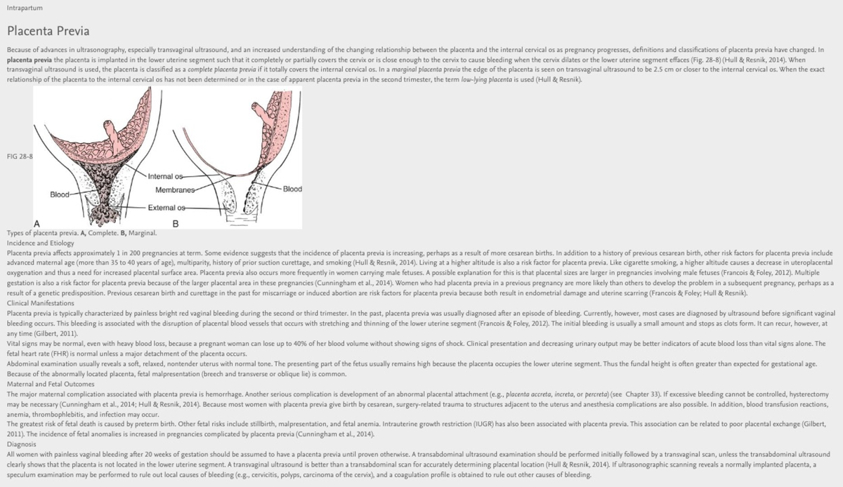HESI Remediation Intrapartum 8 Placenta Previa - Intrapartum Placenta Previa Because of advances ...