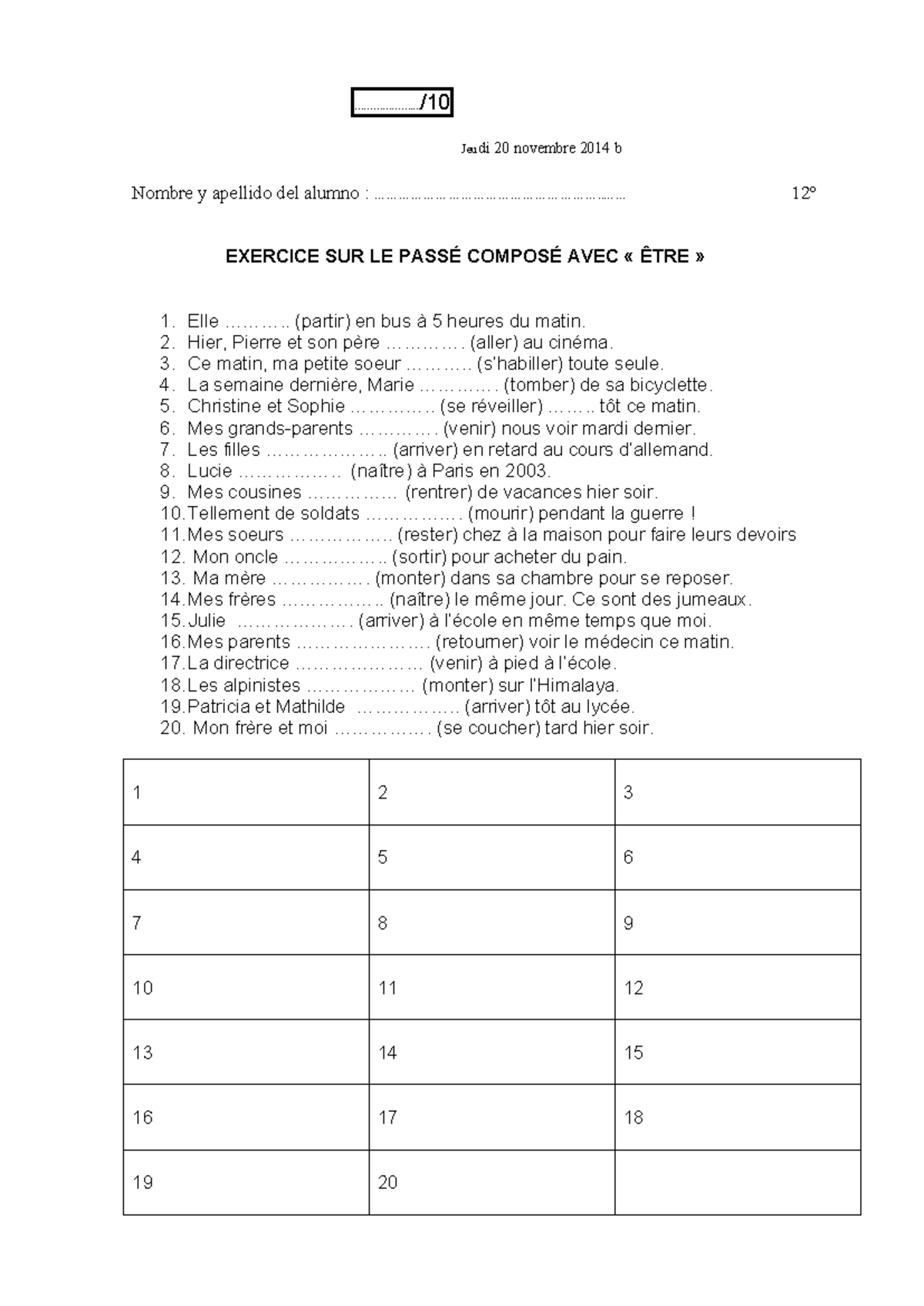 Exercice passe compose etre 20 novembre 2014 b ...