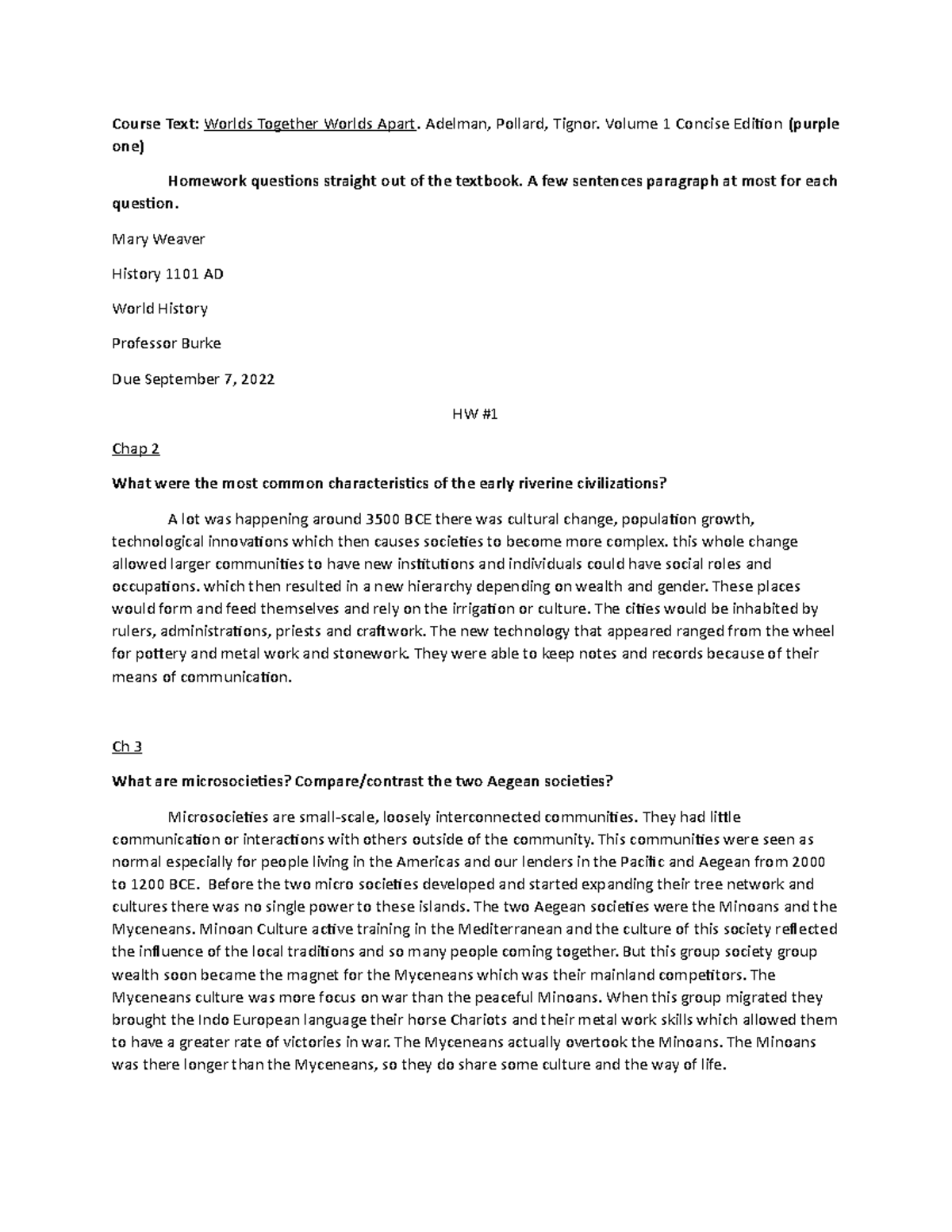 History Homework #1 - Textbook questions - Course Text: Worlds Together ...