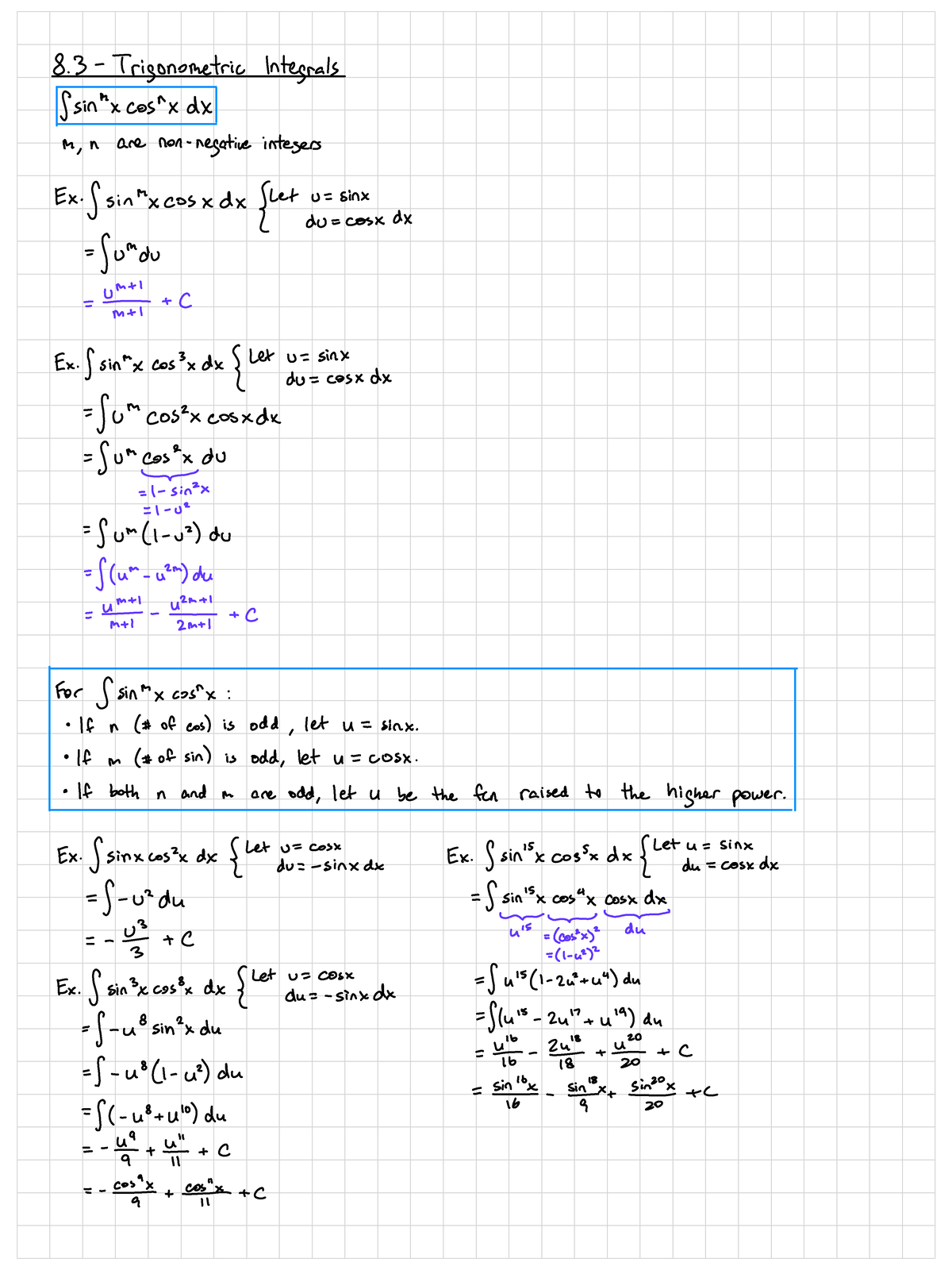 8.3 - Trigonometric Integrals - Math 118 - Studocu
