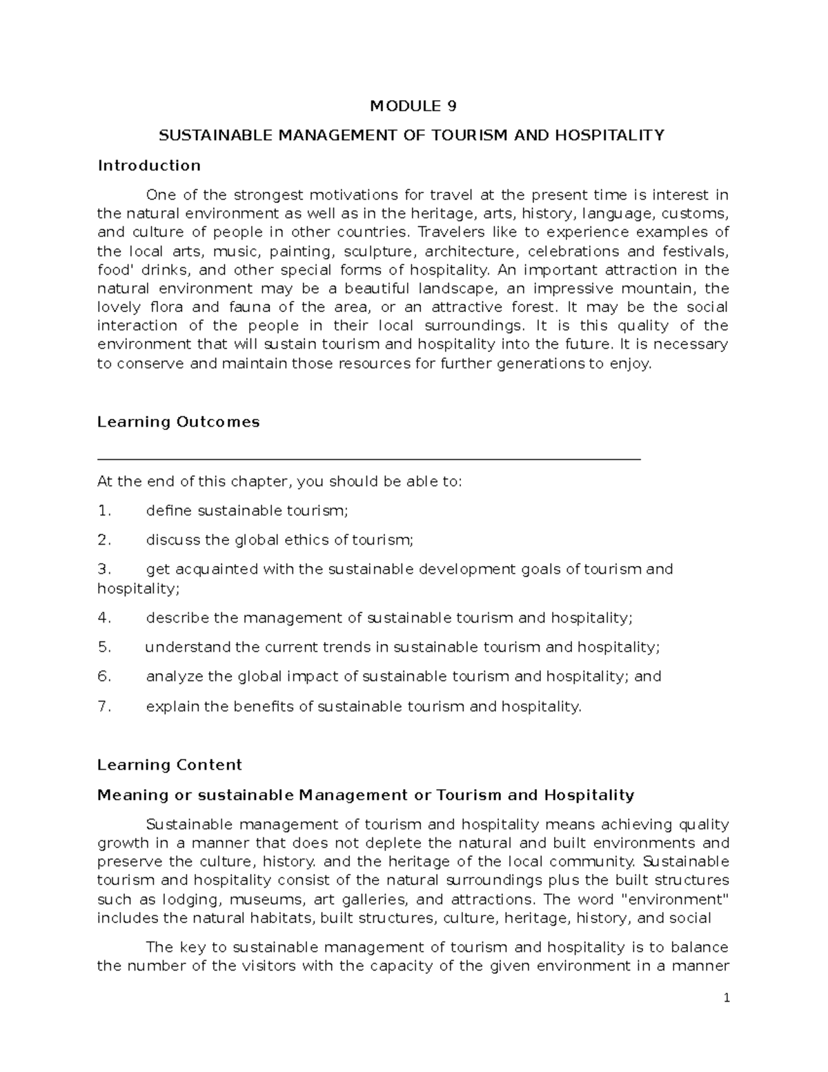 HM 111 Module 9 - Macro Perspective of Tourism and Hospitality - MODULE ...