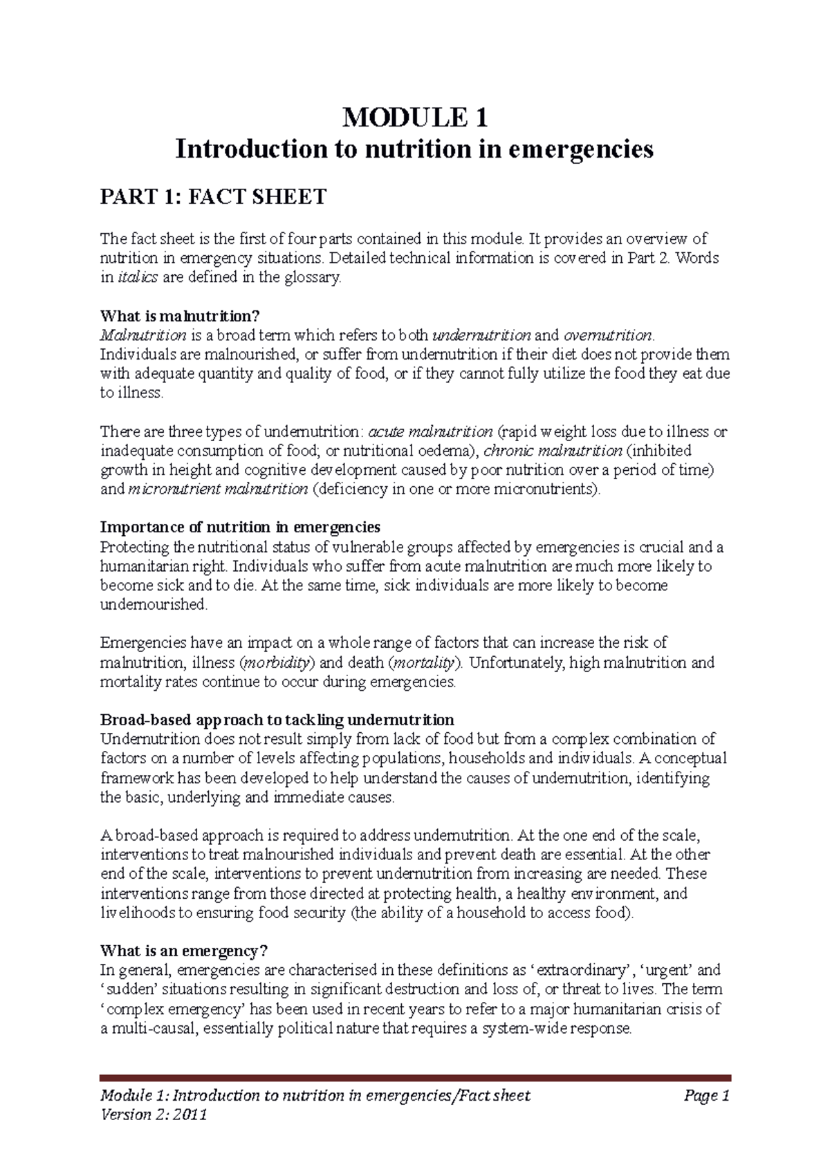 HTP module 1 fact sheet - Need to read - MODULE 1 Introduction to ...