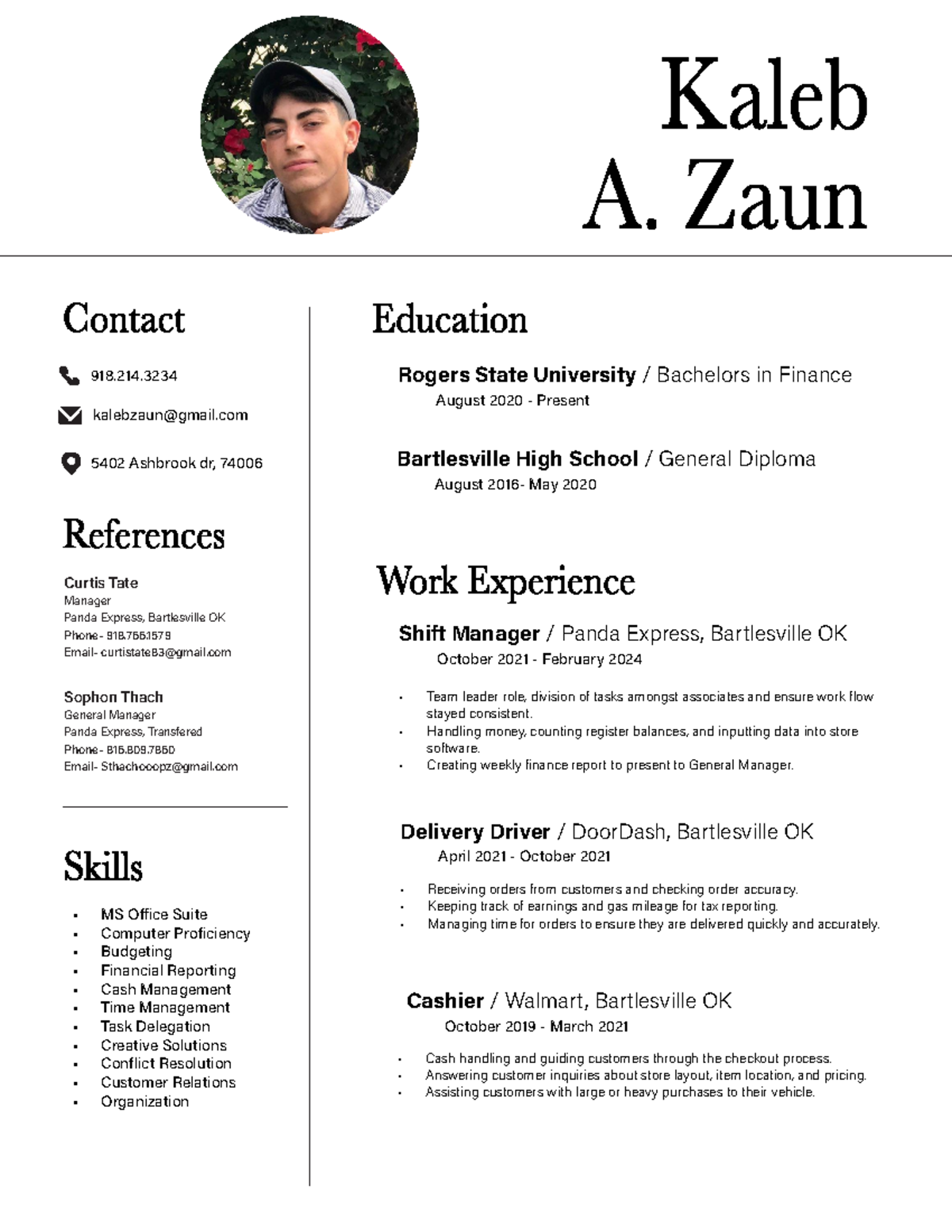 Kaleb Zaun Resume 2023 - ccsfdsffdfdffs - - Studocu