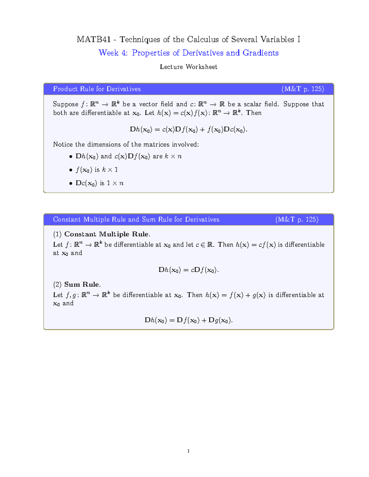 MATB 41 Lecture Worksheet - MATB41 - Techniques of the Calculus of ...