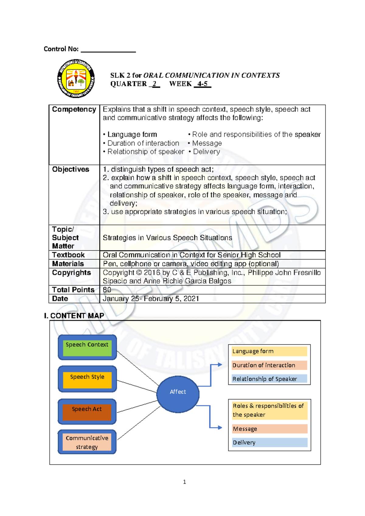 Oral Com-module-Q2 - Module 1 of OralComm quarter 2 - Control No ...