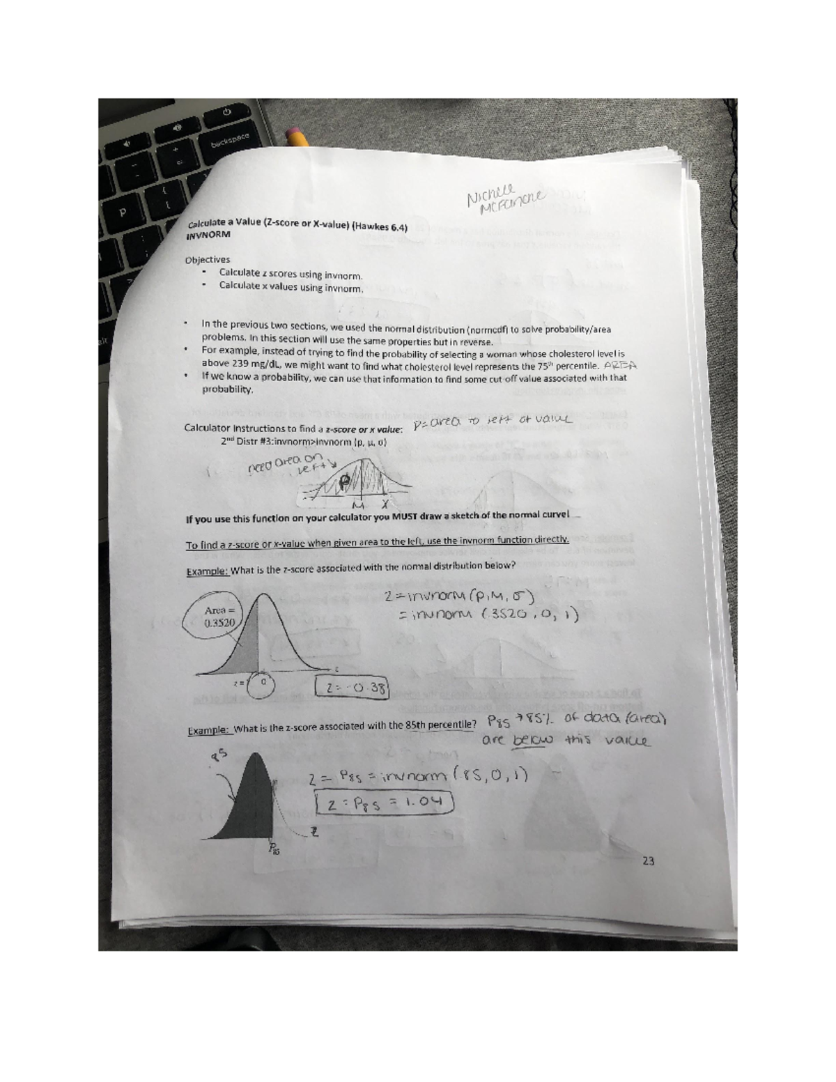 Stat ch 6 ice 5 - statistics work - Nichele McFancne Calculate a Value ...
